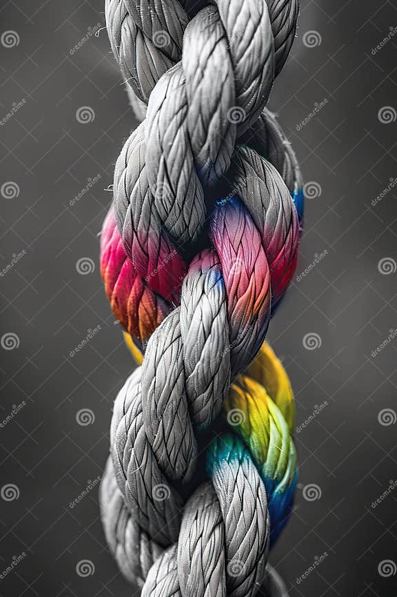 Gray Rope with a Vibrant Rainbow Section. Diversity, Strength, and ...