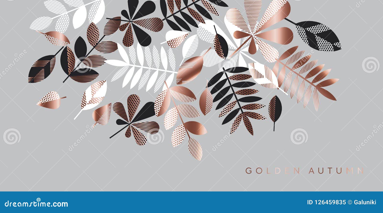 Gray and Rose Gold Leaves Composition for Header Stock Vector ...