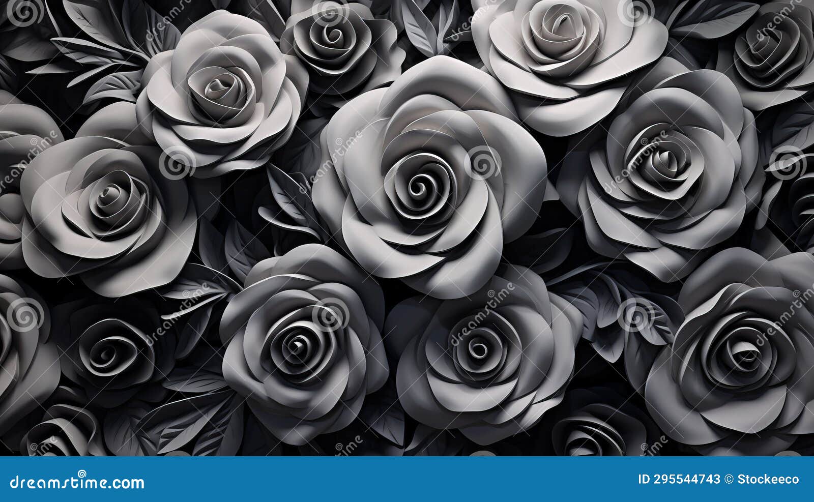 Gray Rose Wallpaper with Luminous 3d Objects - Darkly Romantic ...