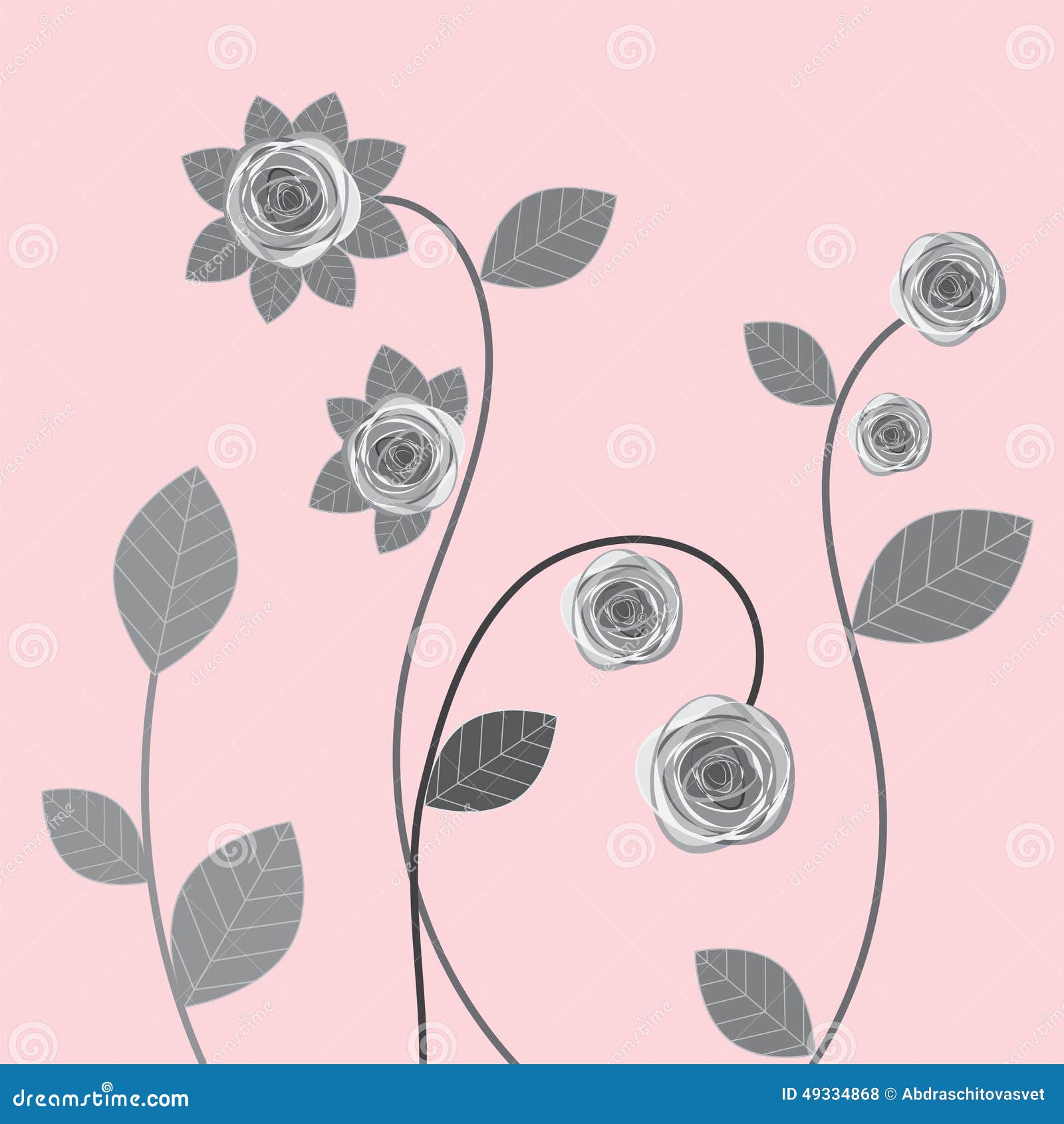 Gray roses stock vector. Illustration of floral, abstract - 49334868