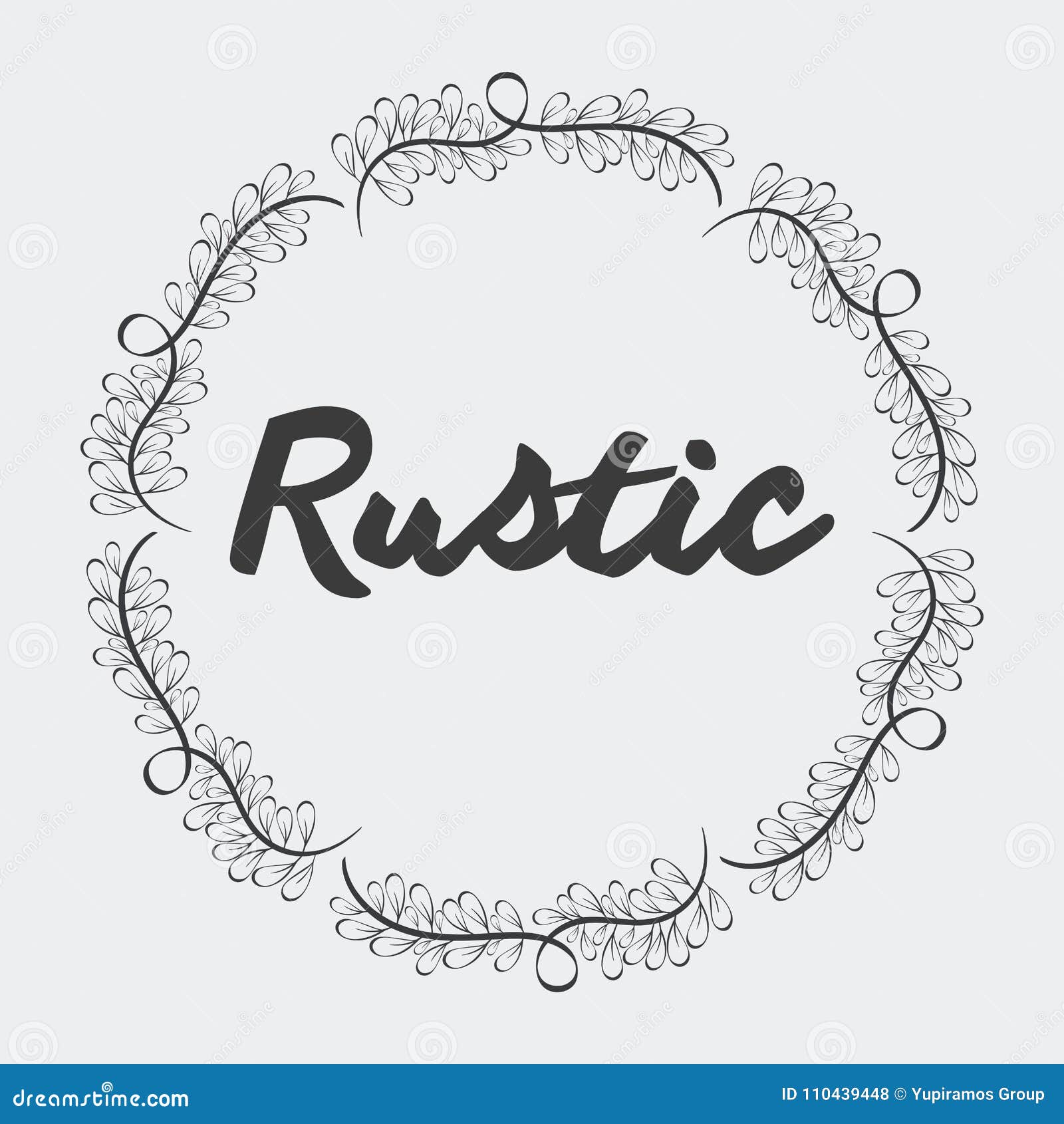 Gray Rustic Emblem Branches Icon Stock Vector - Illustration of hand ...