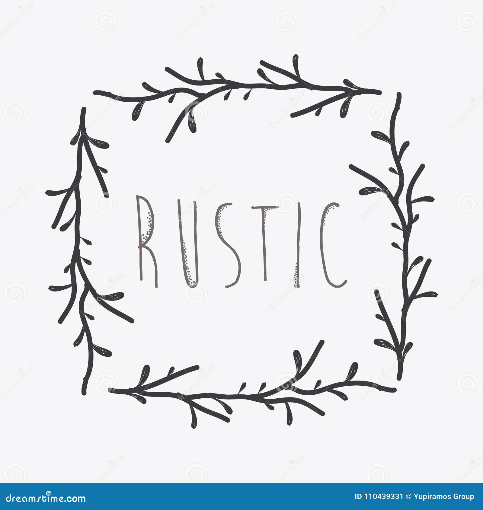 Gray Rustic Emblem Branches Icon Stock Vector - Illustration of graphic ...