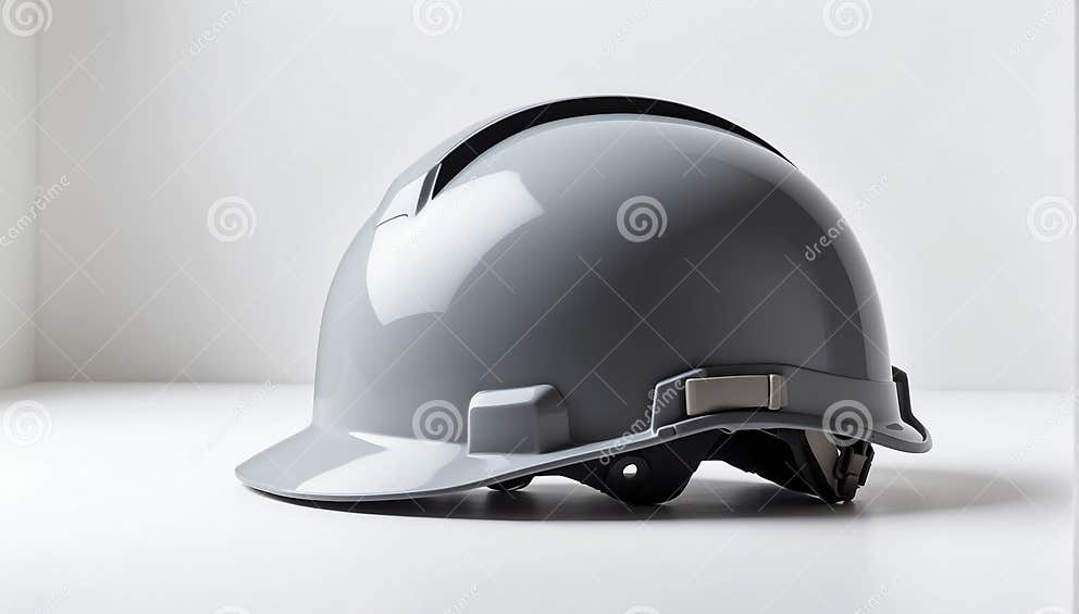 Gray Safety Helmet on Plain White Background with Ai Generated Stock ...