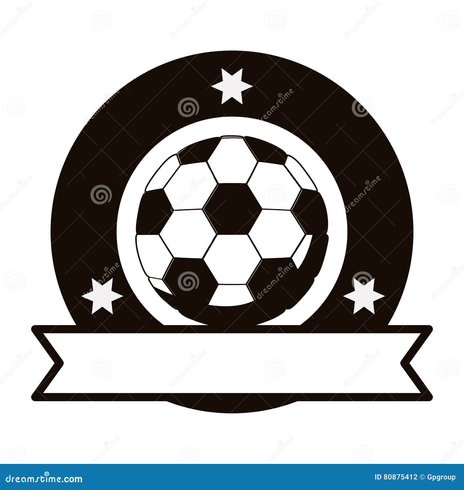 Gray Scale Emblem with Soccer Ball and Ribbon Stock Vector ...