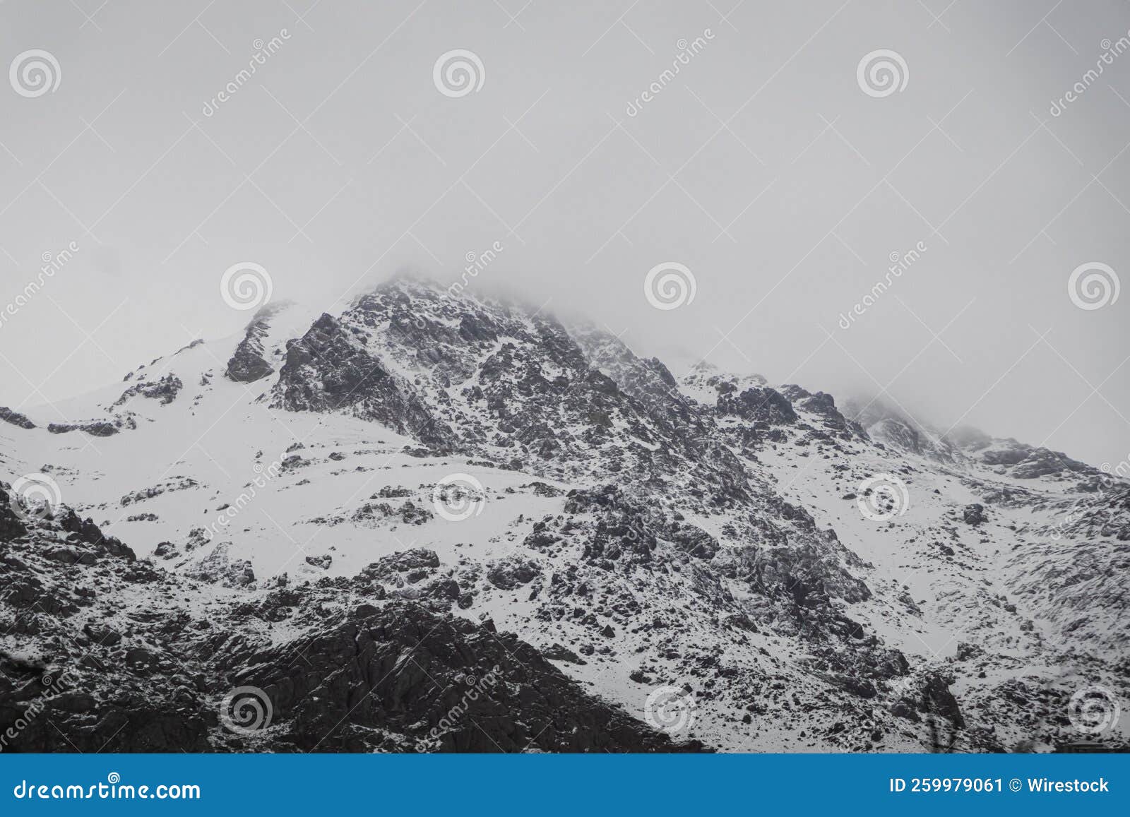Gray Scale of a Mountain Covered in Snow Stock Image - Image of froxen ...