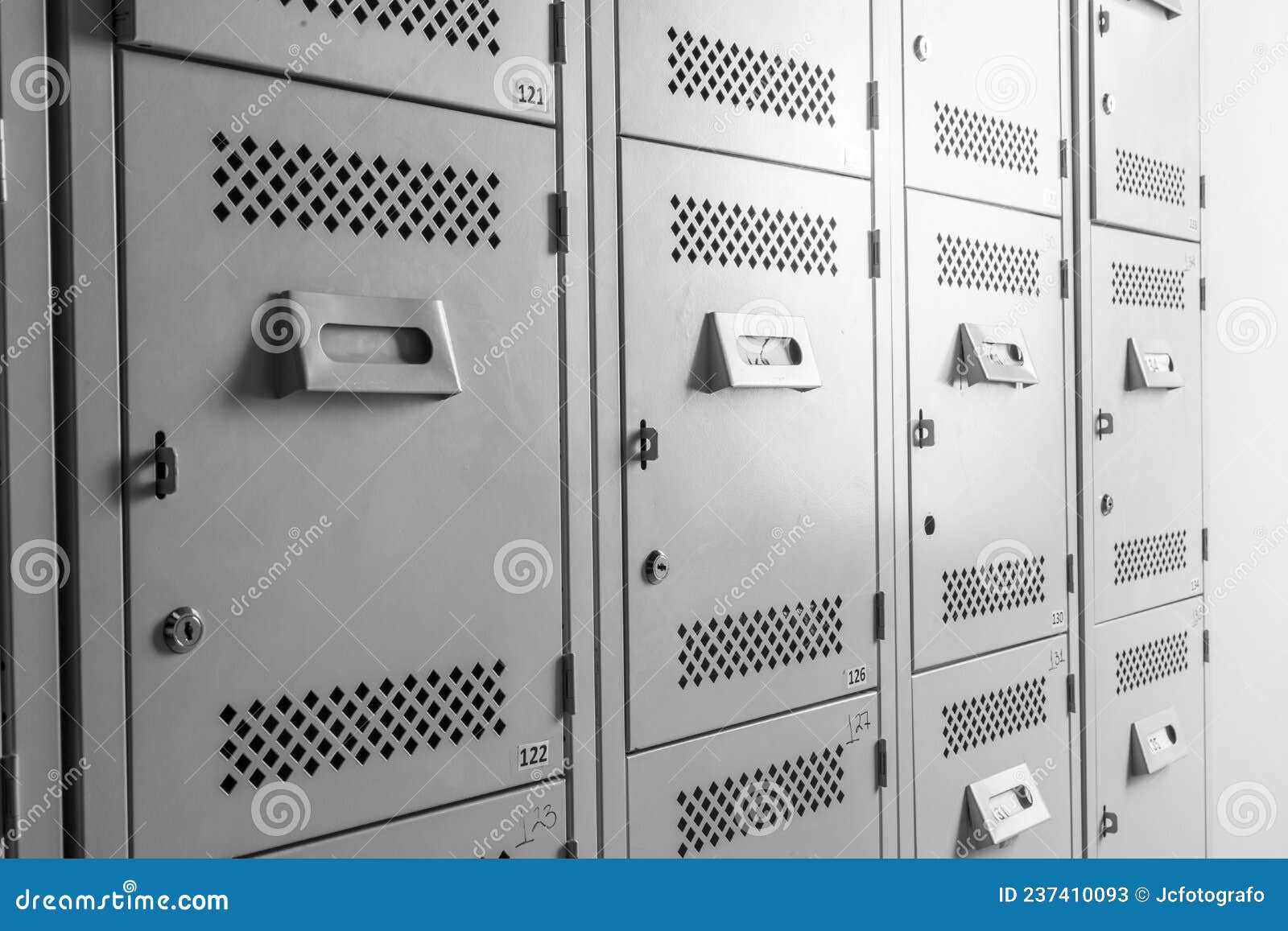 Gray school lockers stock image. Image of high, blue - 237410093