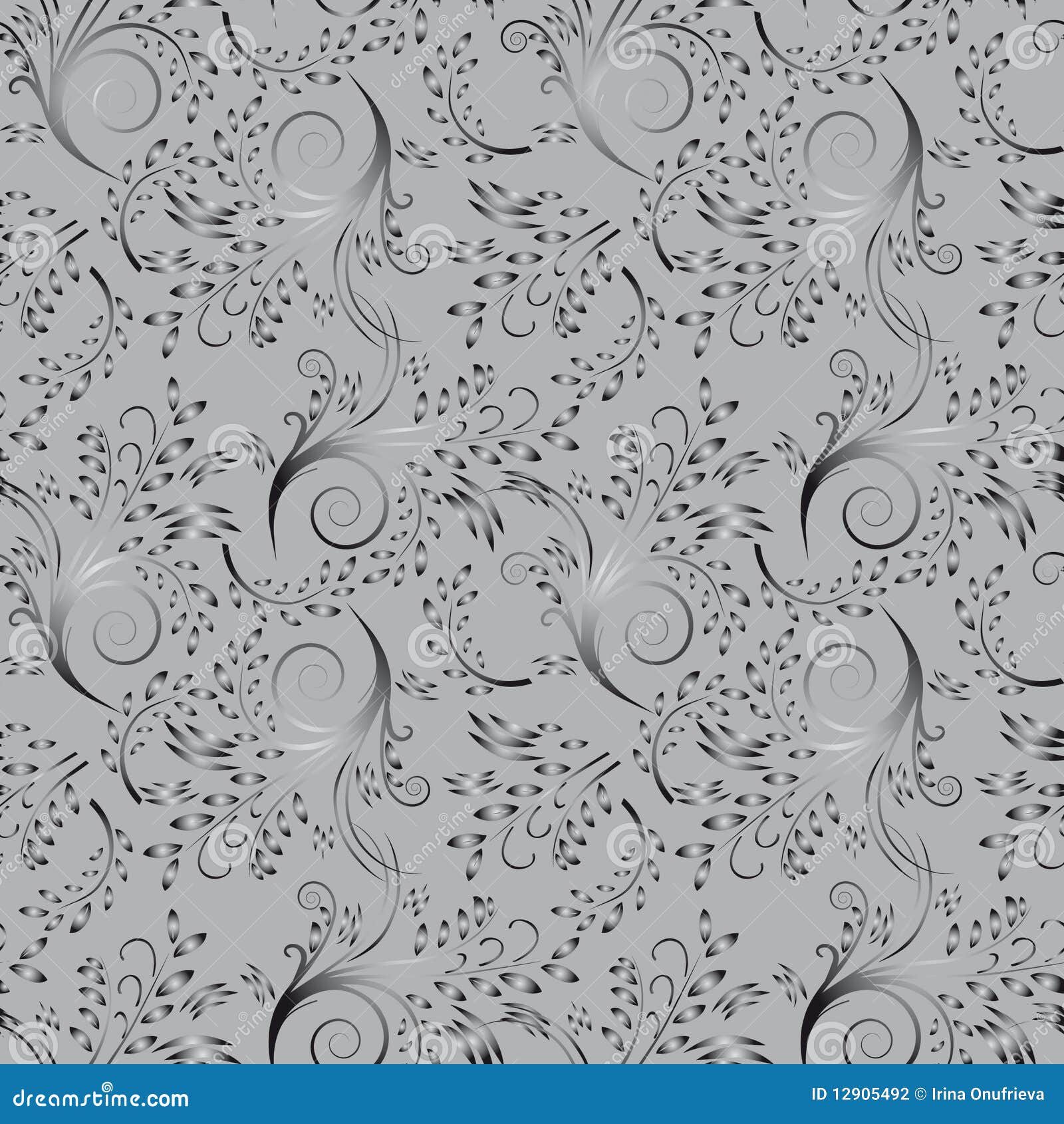 Gray Seamless Background with Leaves Stock Vector - Illustration of ...