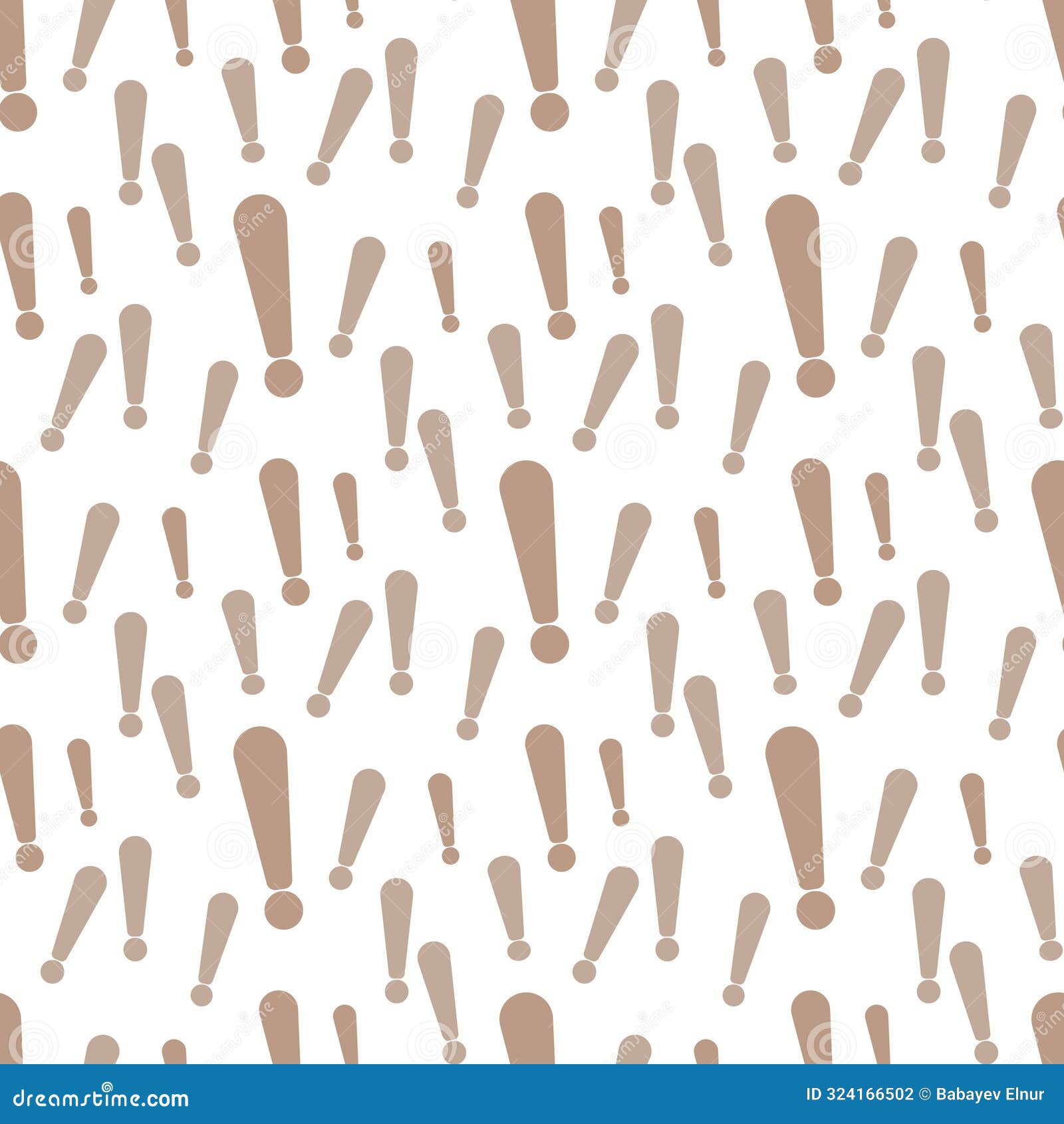 Gray Seamless Pattern of Exclamation Mark. Vector, Eps10 Stock ...
