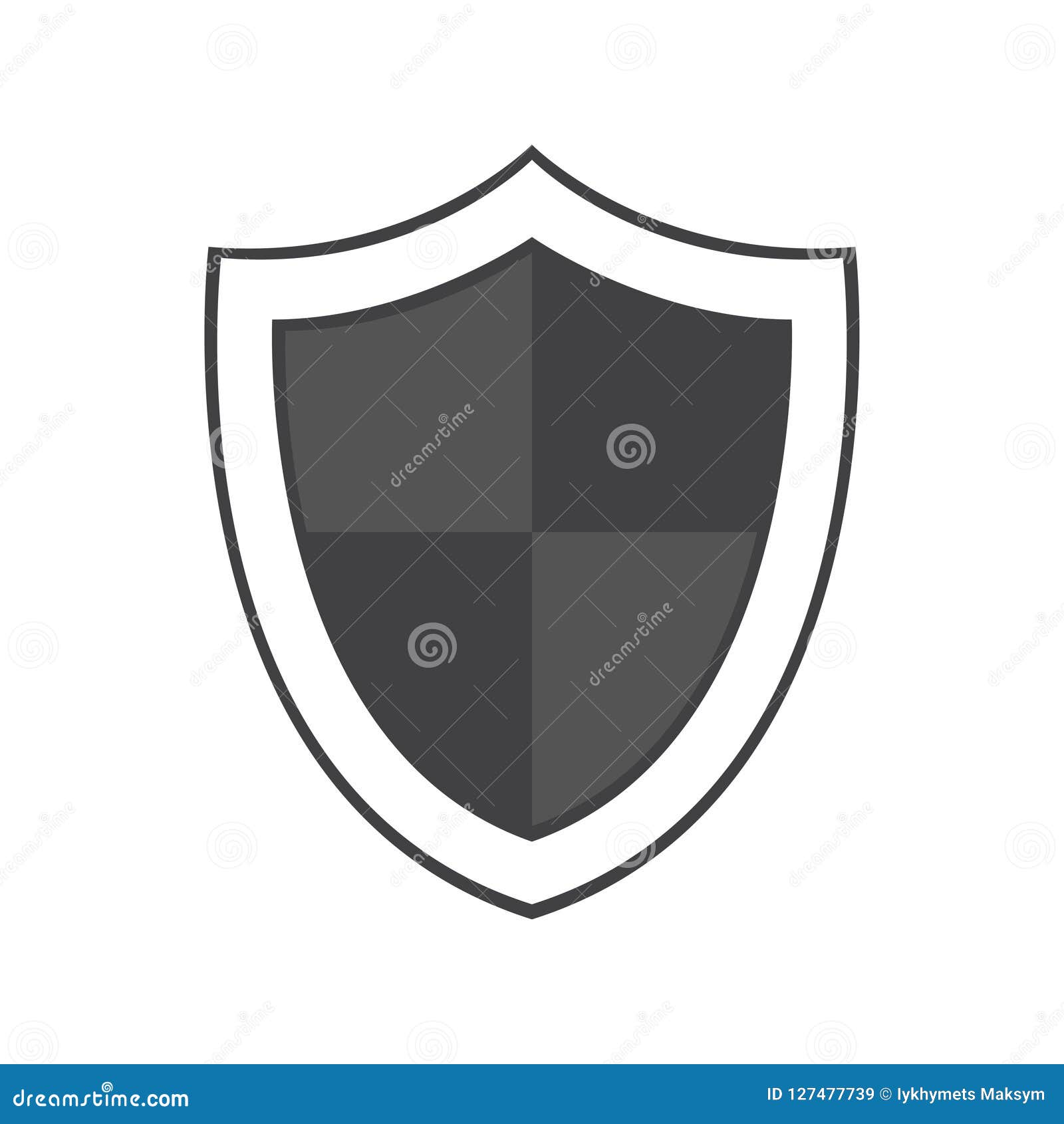 Gray Shield In Flat Design. Shield Icon Isolated On Light Background ...