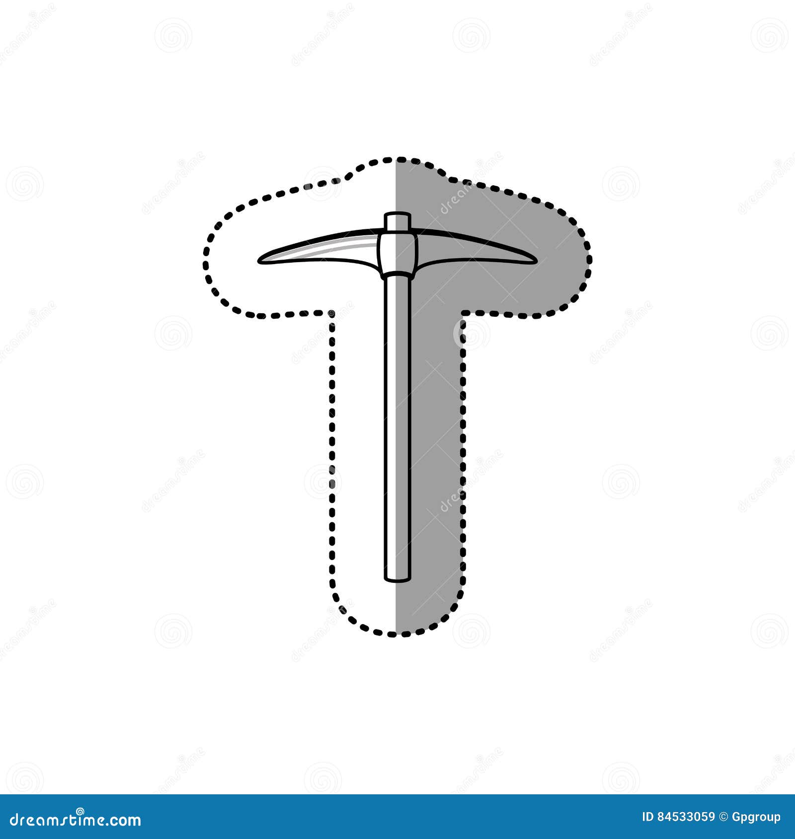 Gray Silhouette Dotted Sticker Pickaxe Stock Vector - Illustration of ...