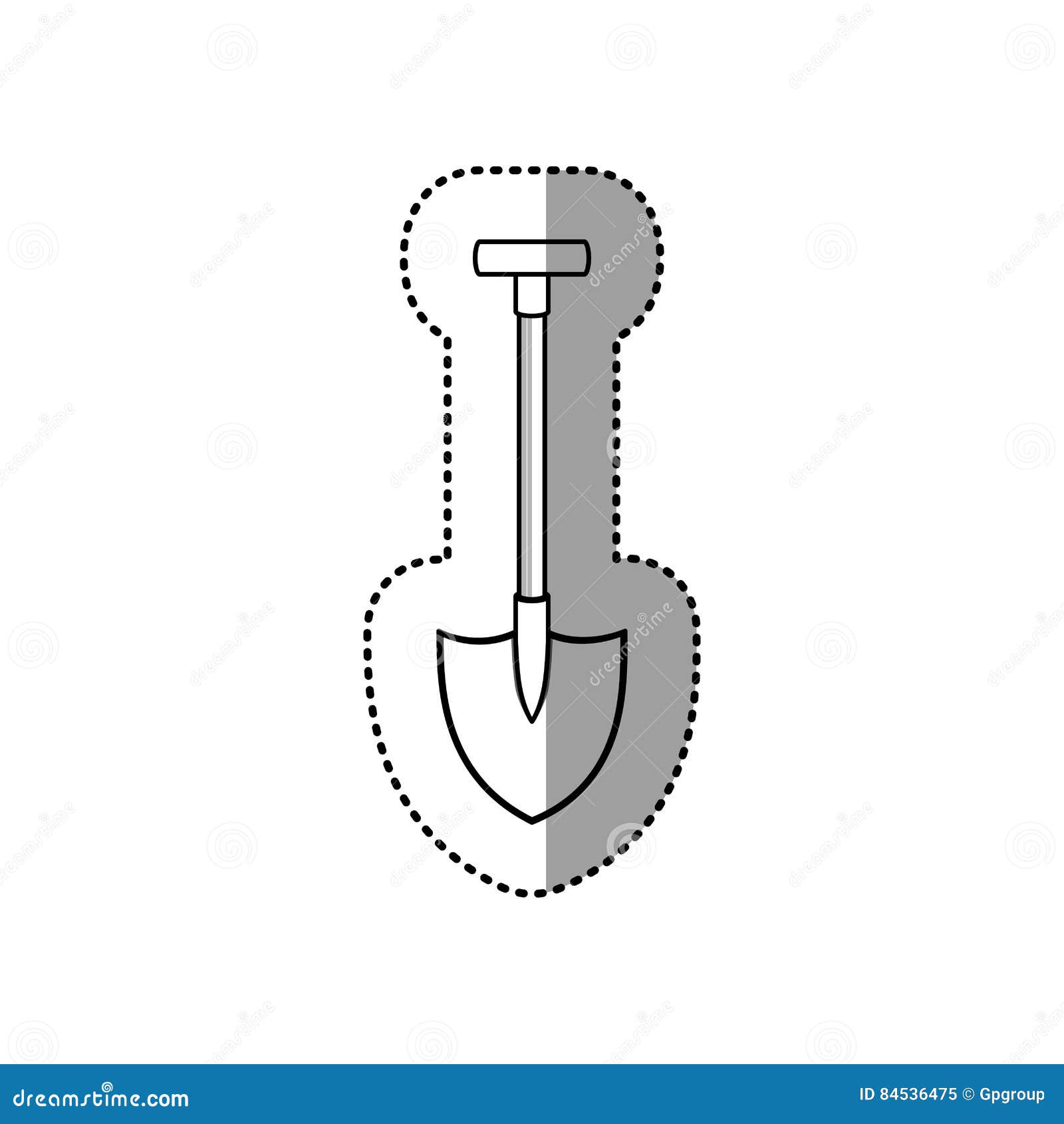 Gray Silhouette Dotted Sticker Shovel Stock Vector - Illustration of ...
