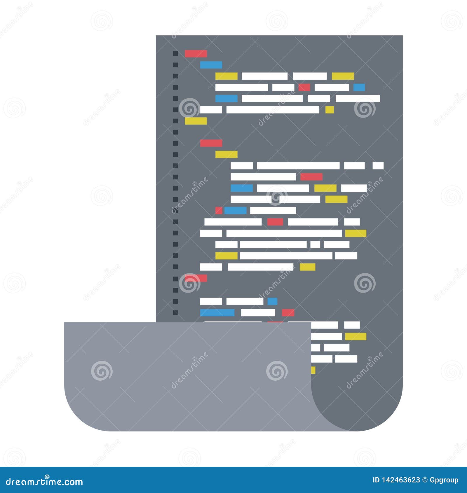 Gray Silhouette of Sheet with Printed Source Code Stock Vector ...