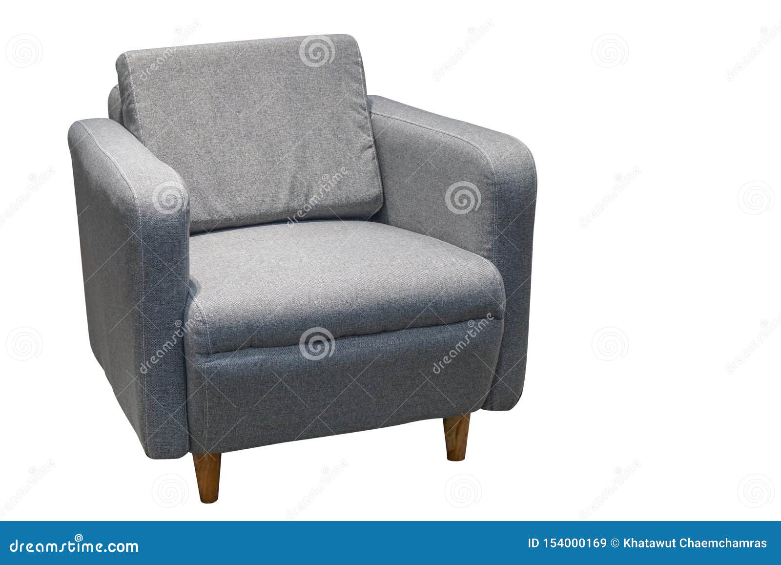 Gray Single Sofa in Modern Style Isolated on White Stock Image - Image ...