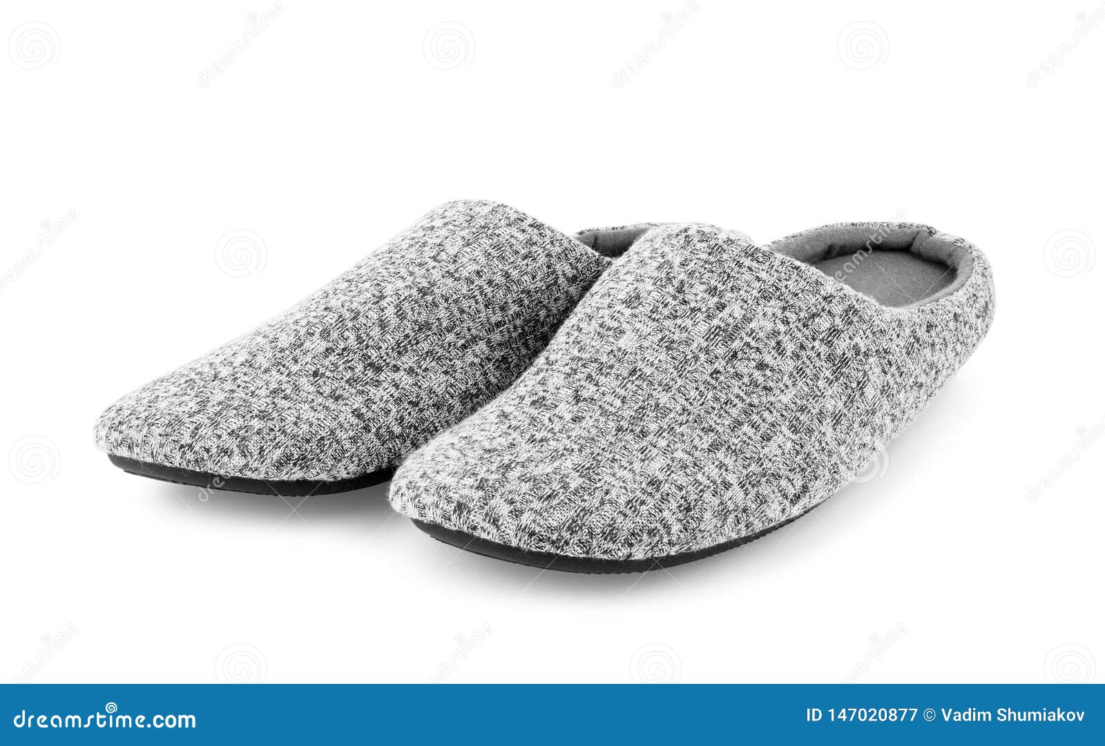 Gray Slippers Male Slipper View on a White Background Stock Image ...