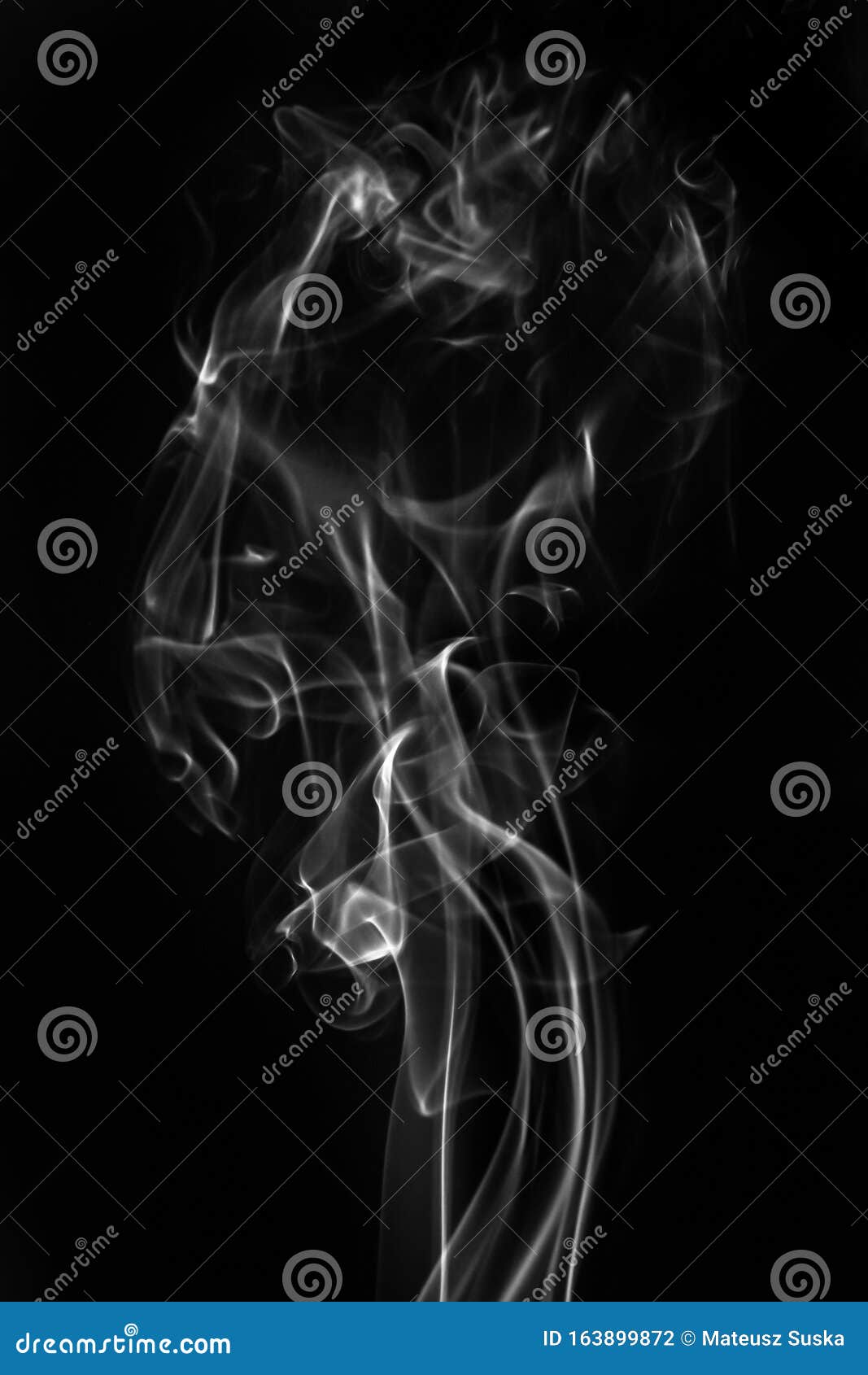 Gray Smoke On A Black Background. Realistic Incense Smoke Captured With ...