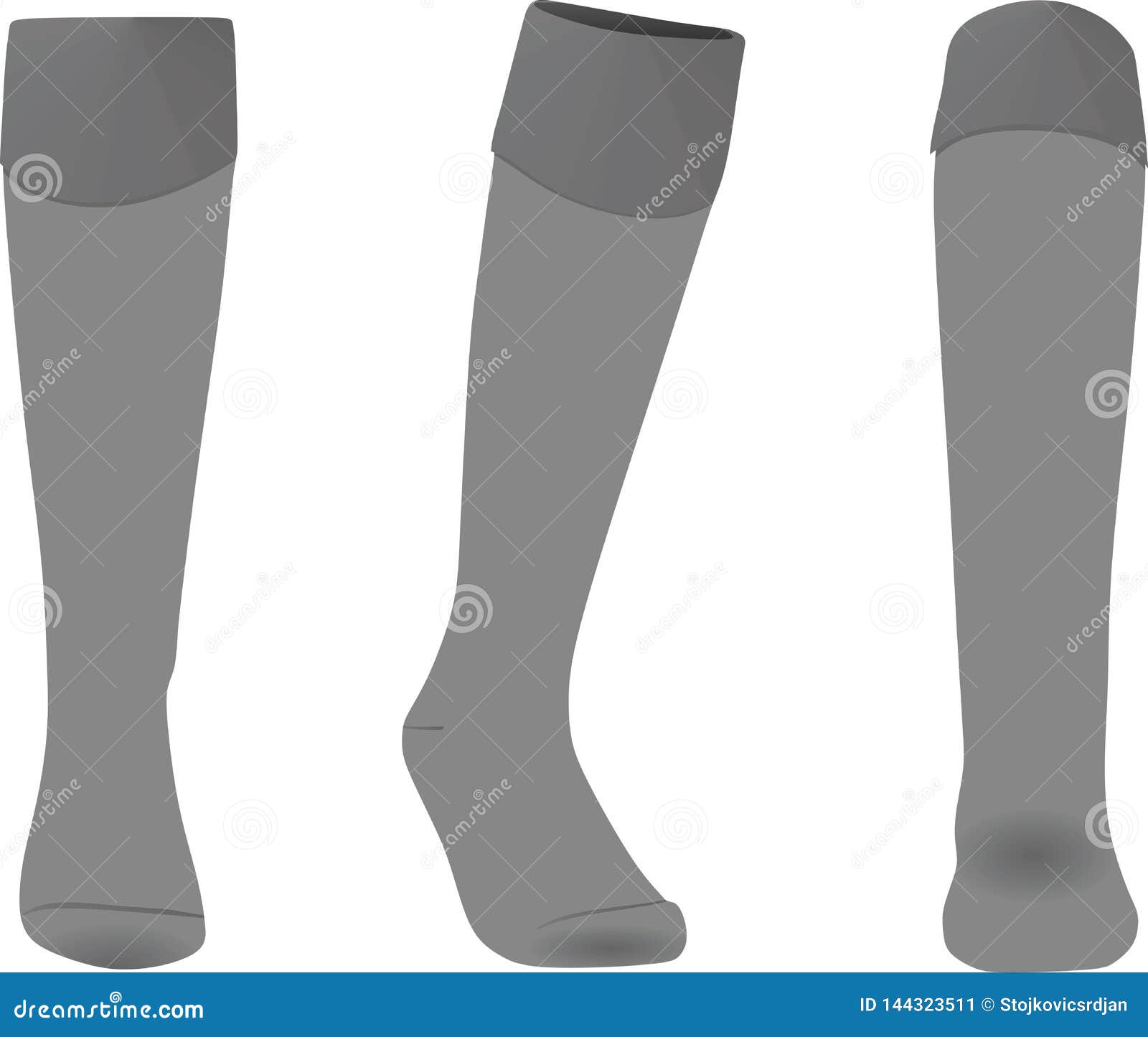 Gray Socks, Front, Back and Side View Stock Vector - Illustration of ...