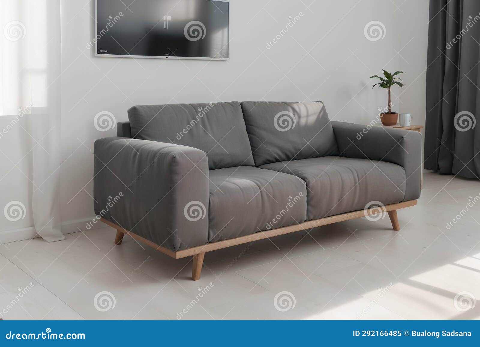 Gray Sofa with Shadow in Minimalistic Style Isolated on White ...