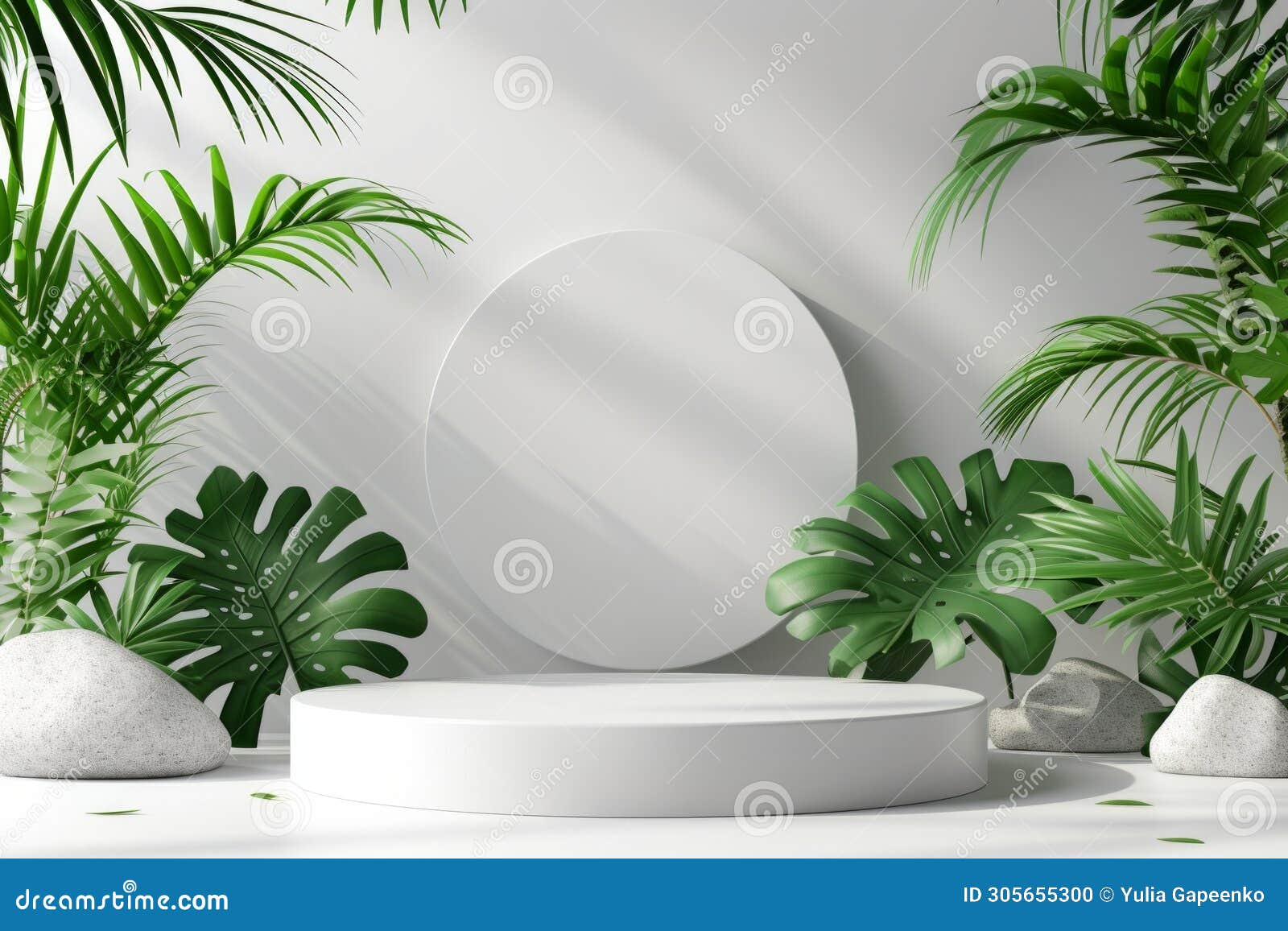 Gray Stage Background Product Display Podium Scene with Leaf Platform ...