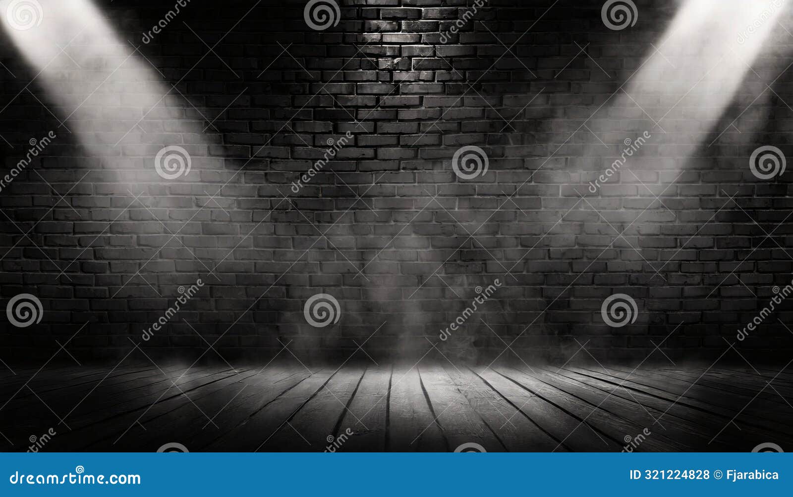 Gray Stage with Bricks in the Background and Lighting Stock ...