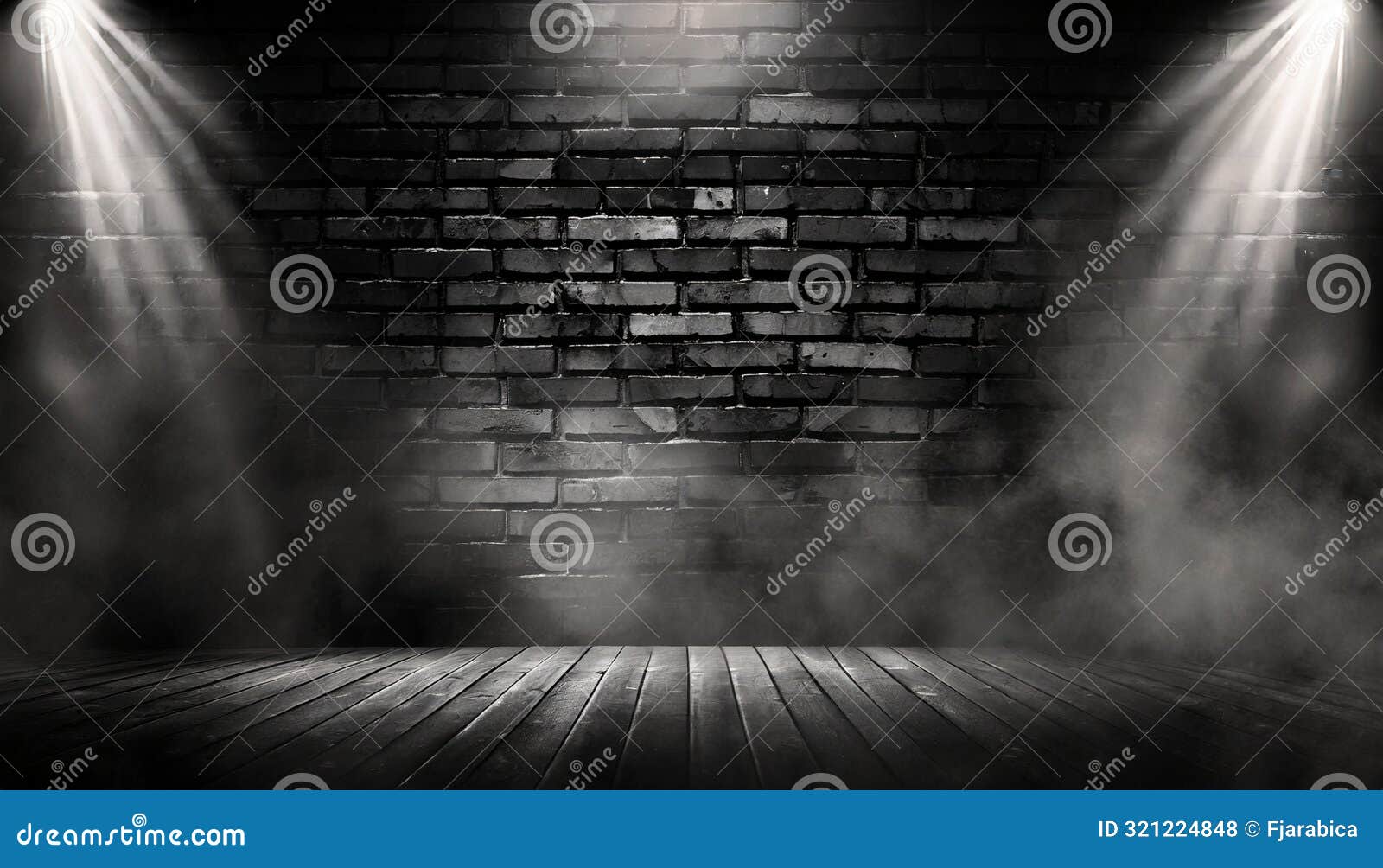 Gray Stage with Bricks in the Background and Lighting Stock ...