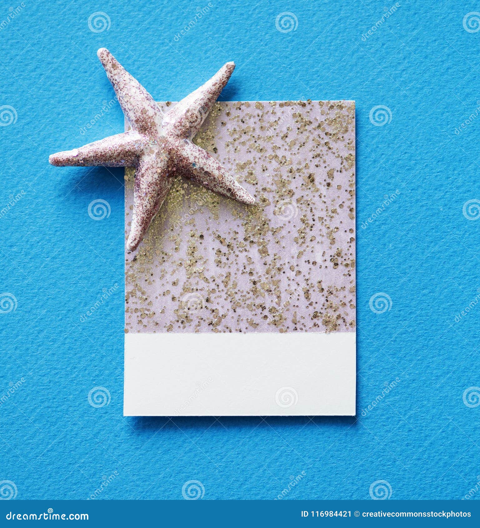 Gray Starfish And White And Gray Paper On Blue Surface Picture. Image ...