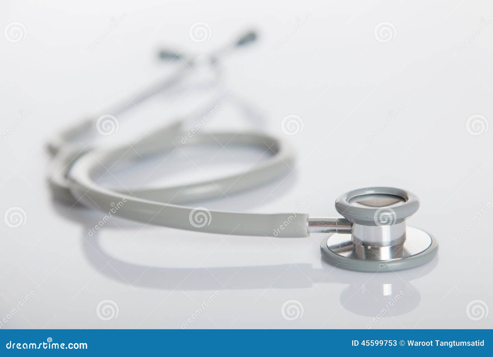 Gray Stethoscope on White Glossy Table Stock Image - Image of physician ...