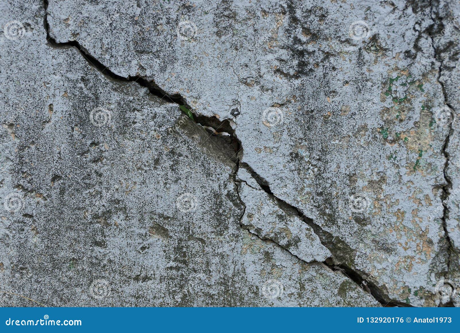 Gray Stone Texture with a Black Crack on Dirty Concrete Wall Stock ...