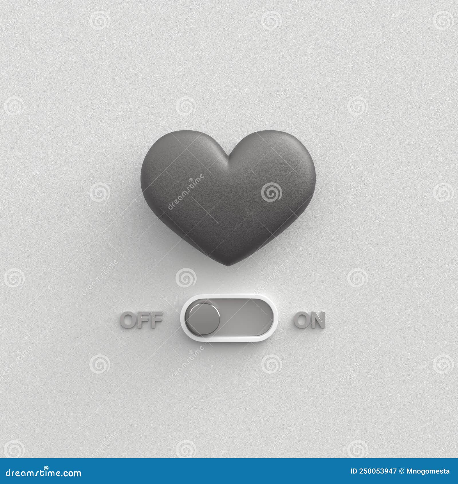 A Gray Stone Heart and a Deactivated on-OFF Love Switch As a Symbol of ...