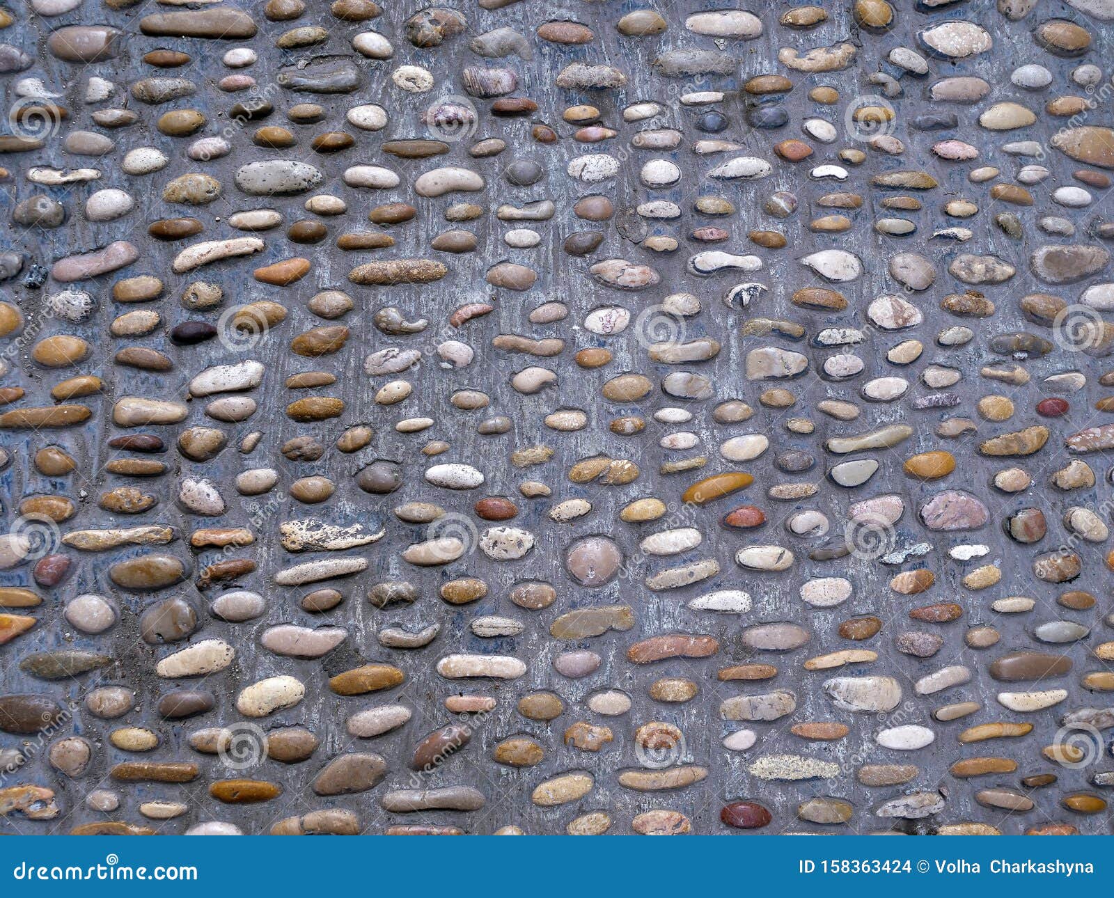 Gray Stone Pavement with Multi-colored Stones, Natural Background ...