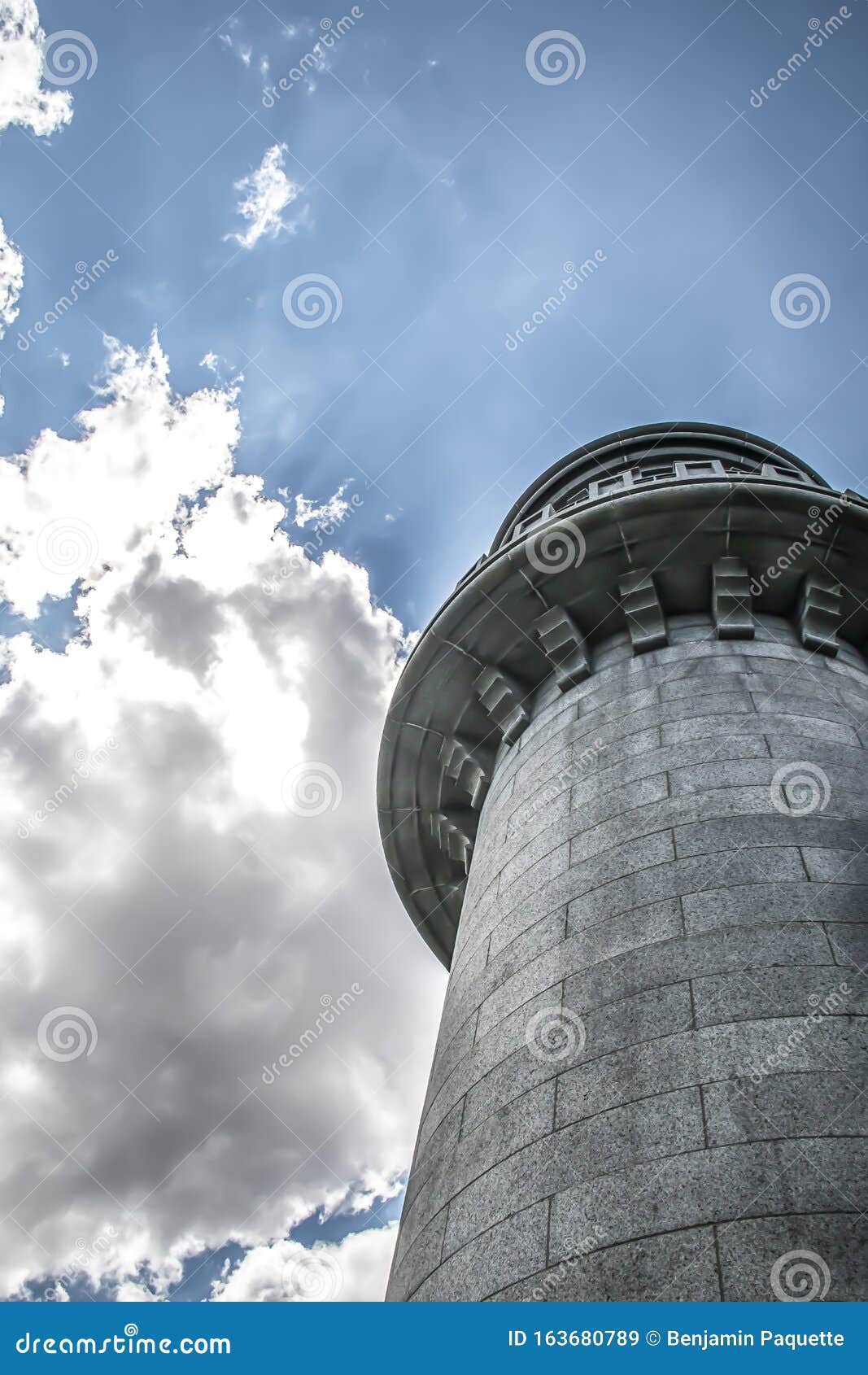 Gray Stone Tower in Front of a Blue Sky Stock Image - Image of light ...