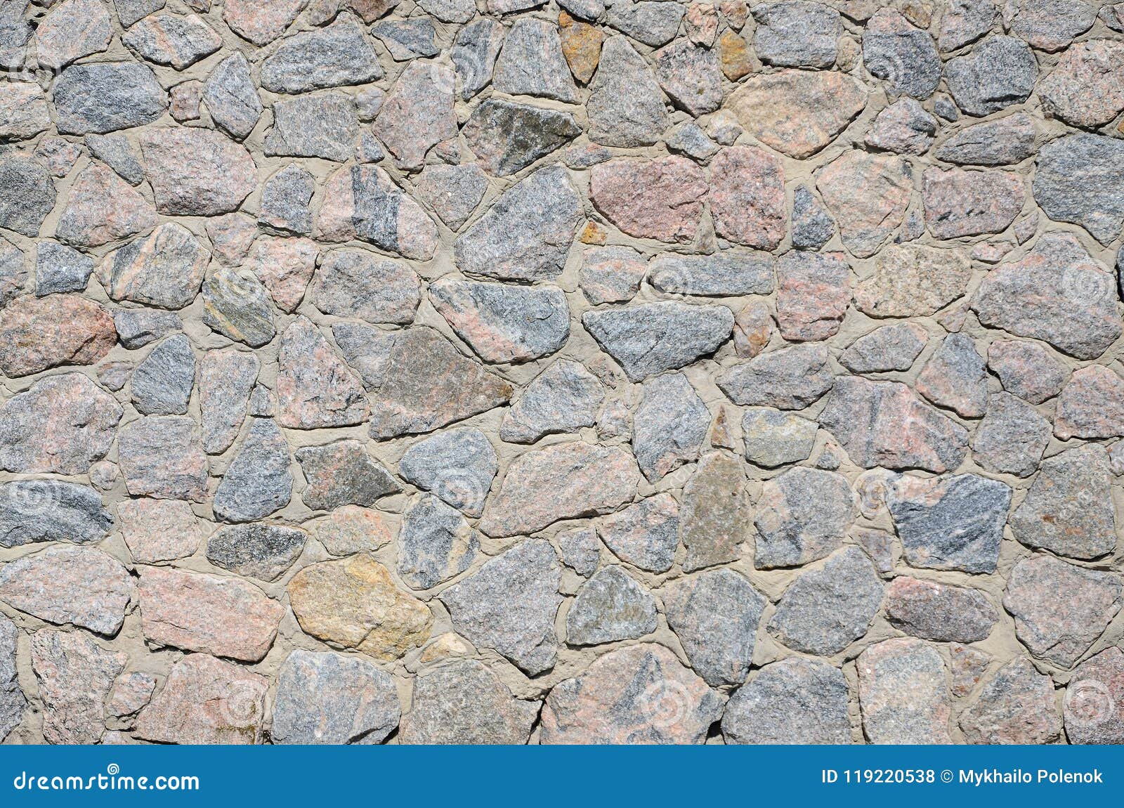 A Gray Stone Wall, Cemented between the Rounded Stones. Backgrou Stock ...