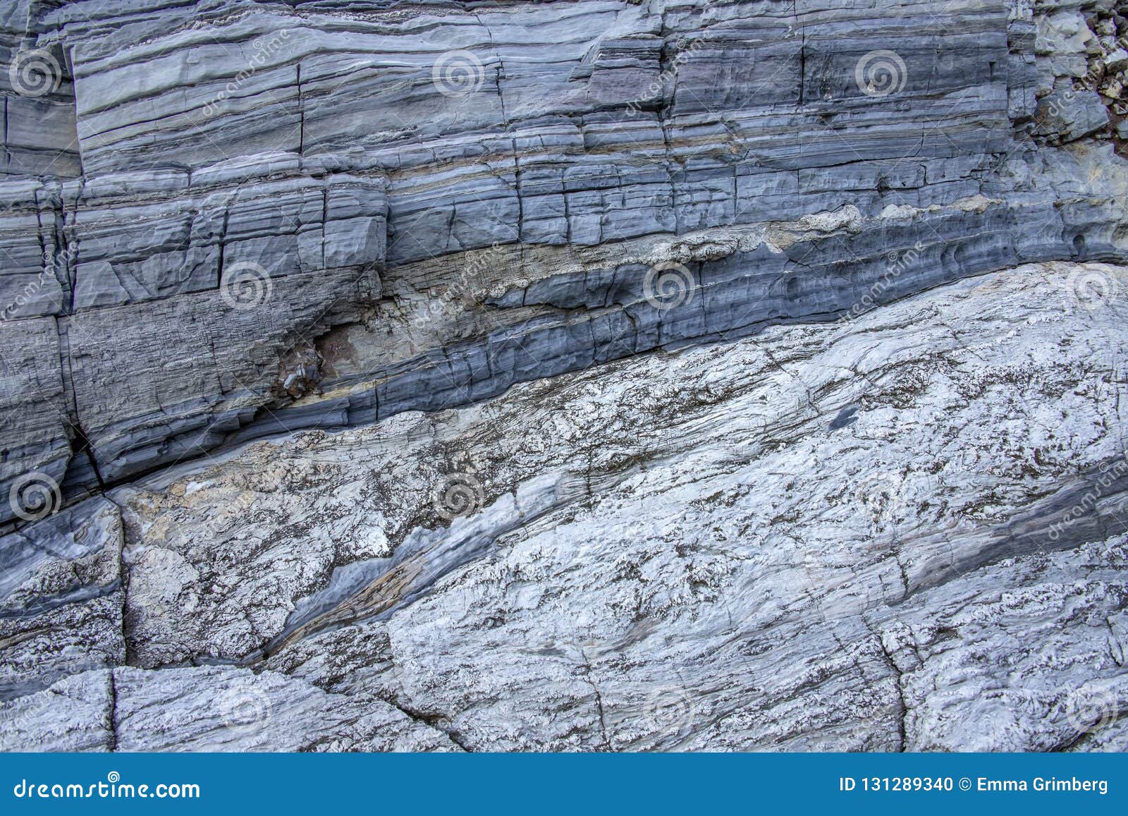 Gray Stone Wall with Stripes of Geological Processes. Stock Photo ...