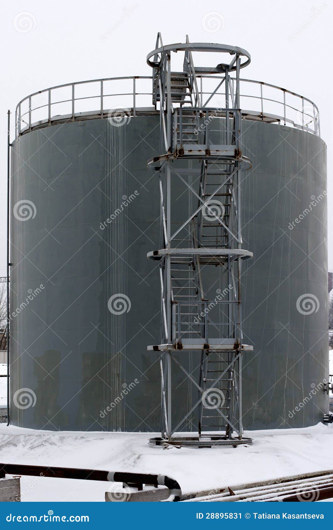 Gray Storage Tank with Stairs Stock Image - Image of chemical ...
