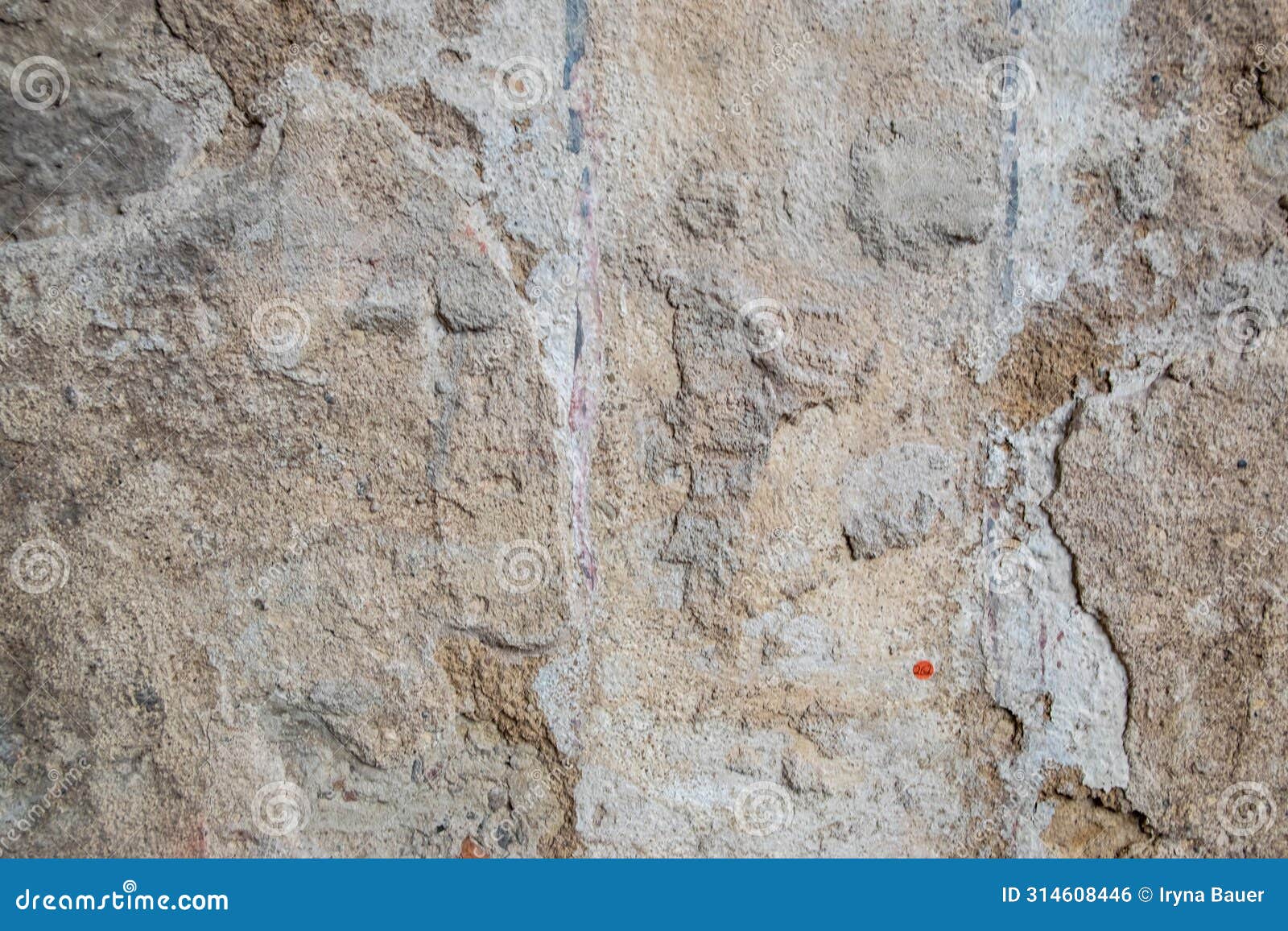 Stone Wall with Old Structural Plaster of the Acient Castle Stock Photo ...