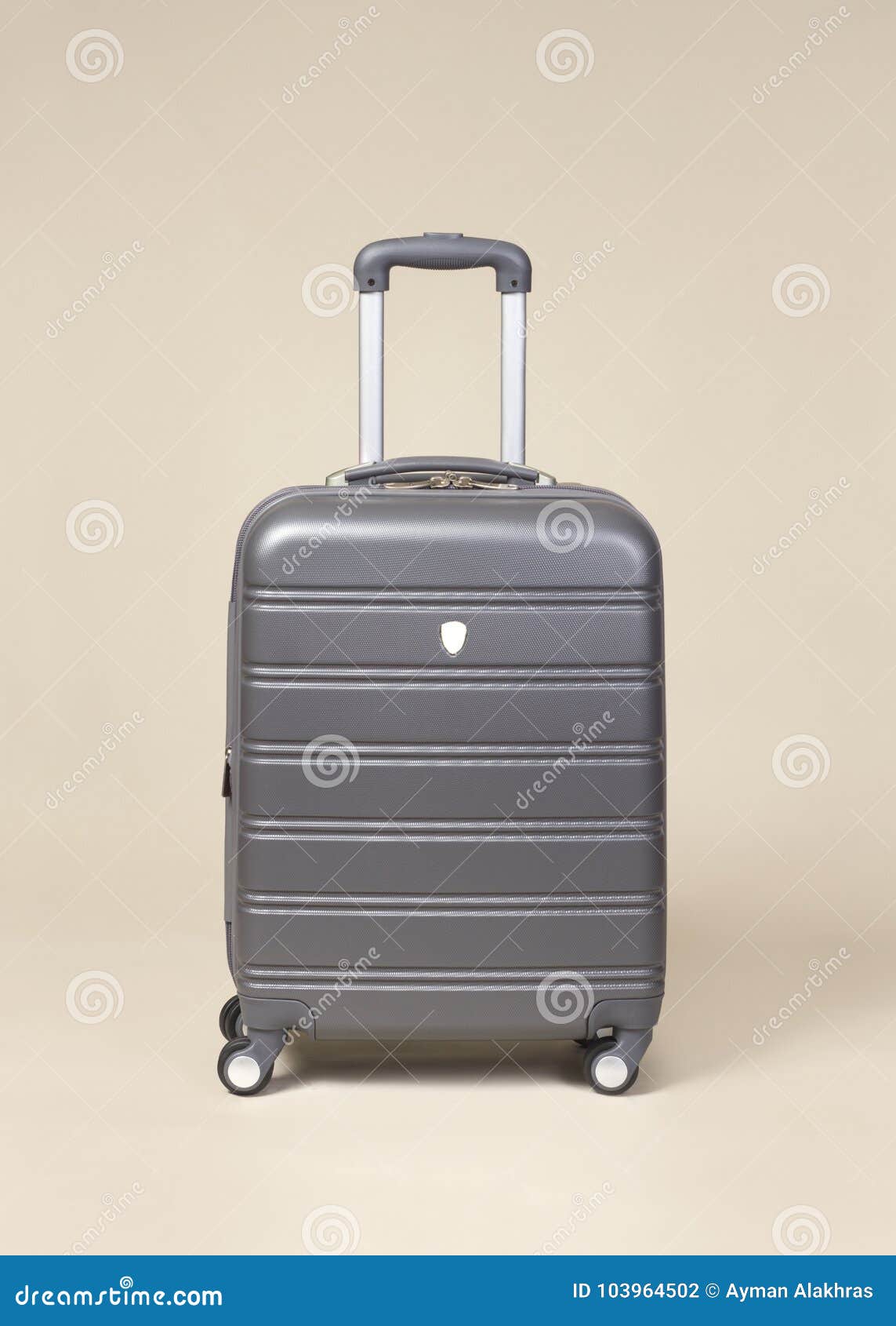 Gray Suitcase Isolated on Plain Background Stock Photo - Image of ...