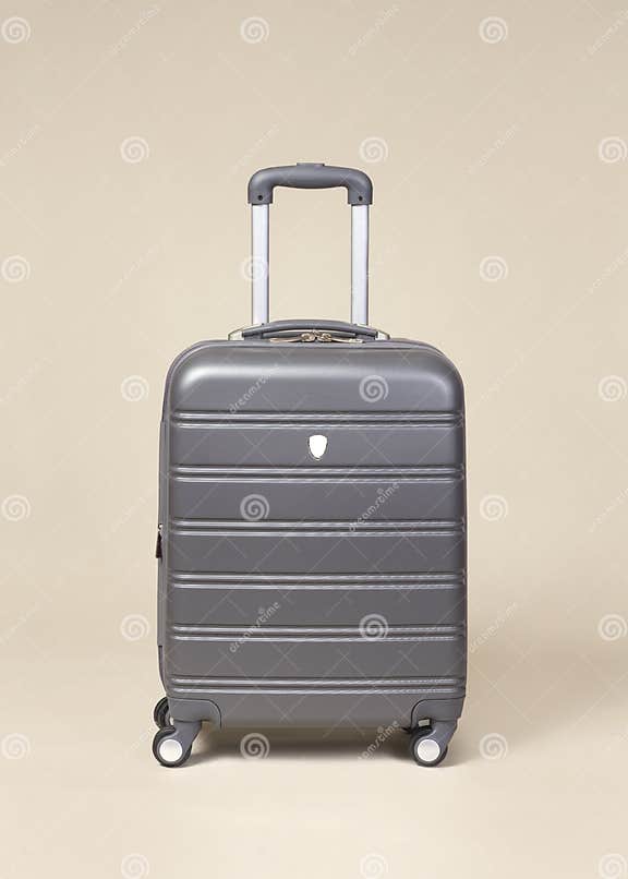 Gray Suitcase Isolated on Plain Background Stock Photo - Image of ...