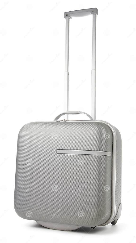 Gray Suitcase on White Background Stock Photo - Image of travel ...