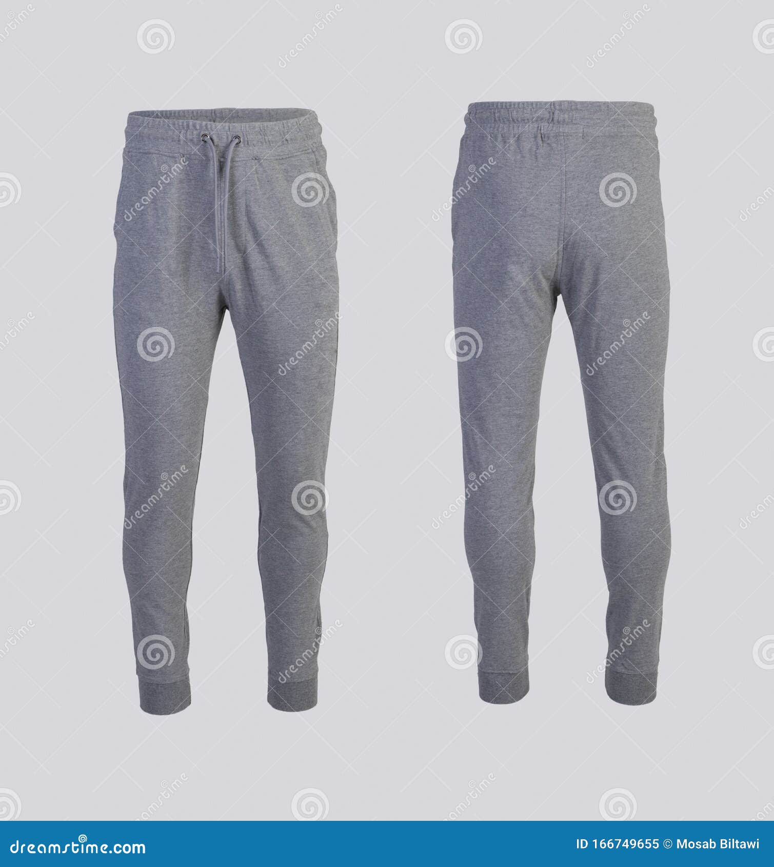 Gray Sweatpants Front And Back View Isolated On White Stock Image ...