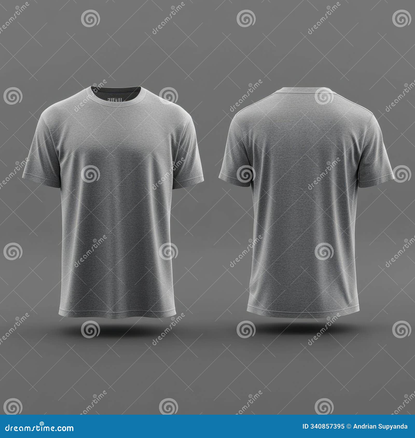 Gray T-Shirt Mockup, Front and Back View Stock Illustration ...