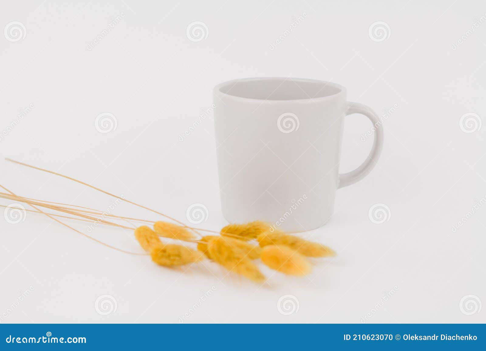 Gray Tea Cup with Wheat Decoration on the Table Stock Photo - Image of ...