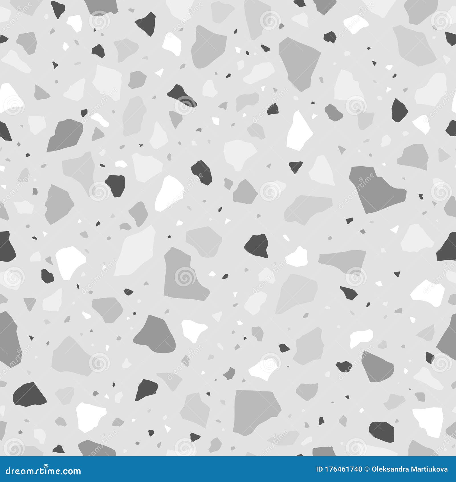 Gray Terrazzo Vector Seamless Pattern. Modern Monochrome Tile Texture ...