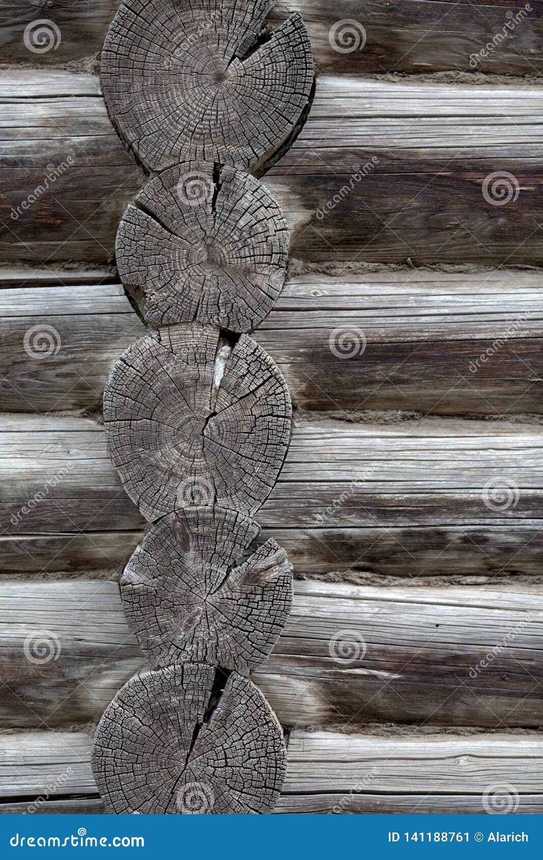 Gray Texture of Old Round Logs Wall Stock Image - Image of exterior ...
