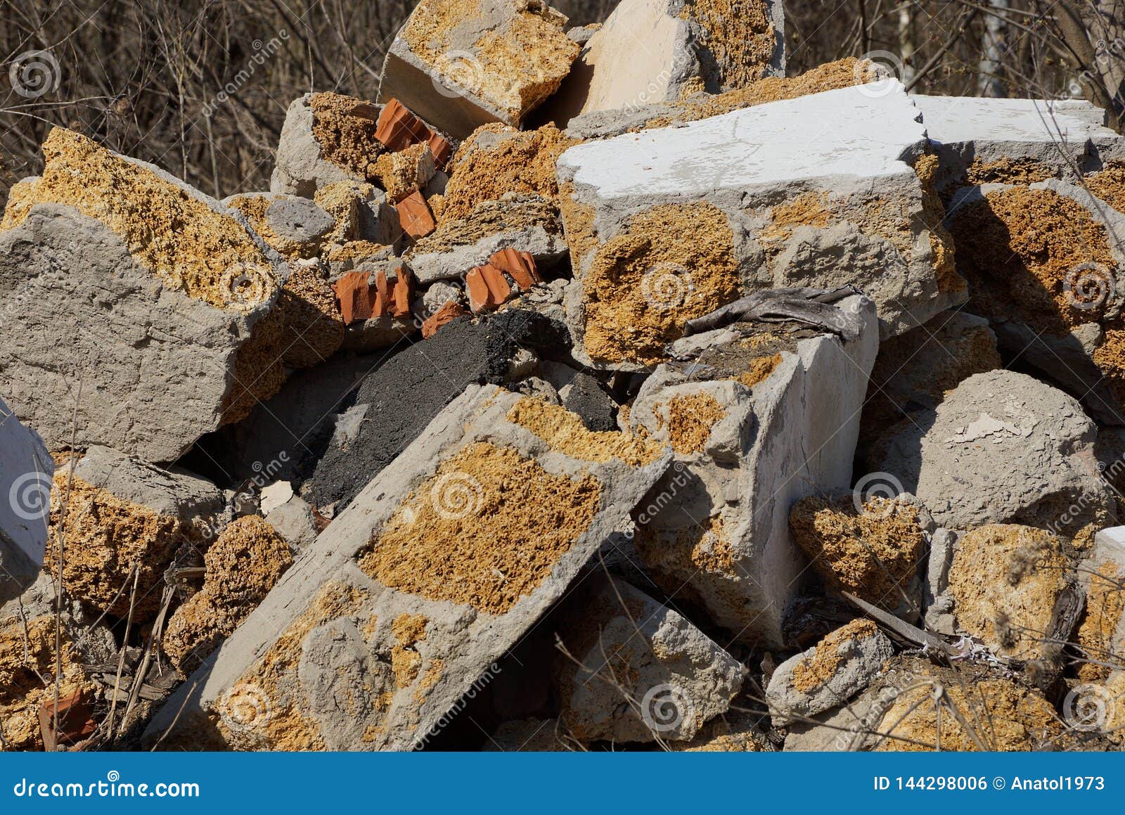 Gray Texture of Pieces of Concrete and Stones in a Pile of Garbage ...