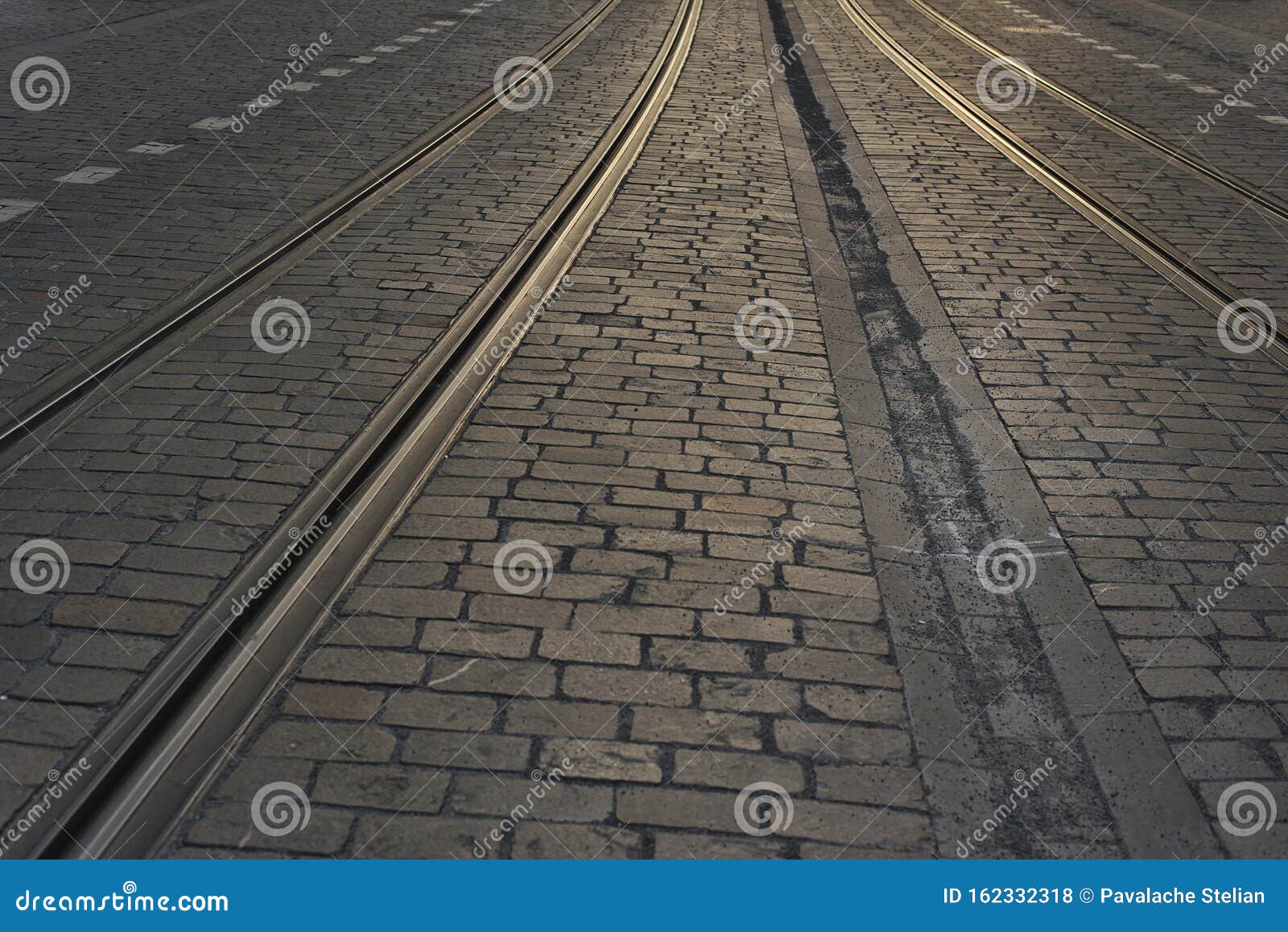 Tram Rails And Cables Scenery. Tramway Tracks And Traction Photo ...