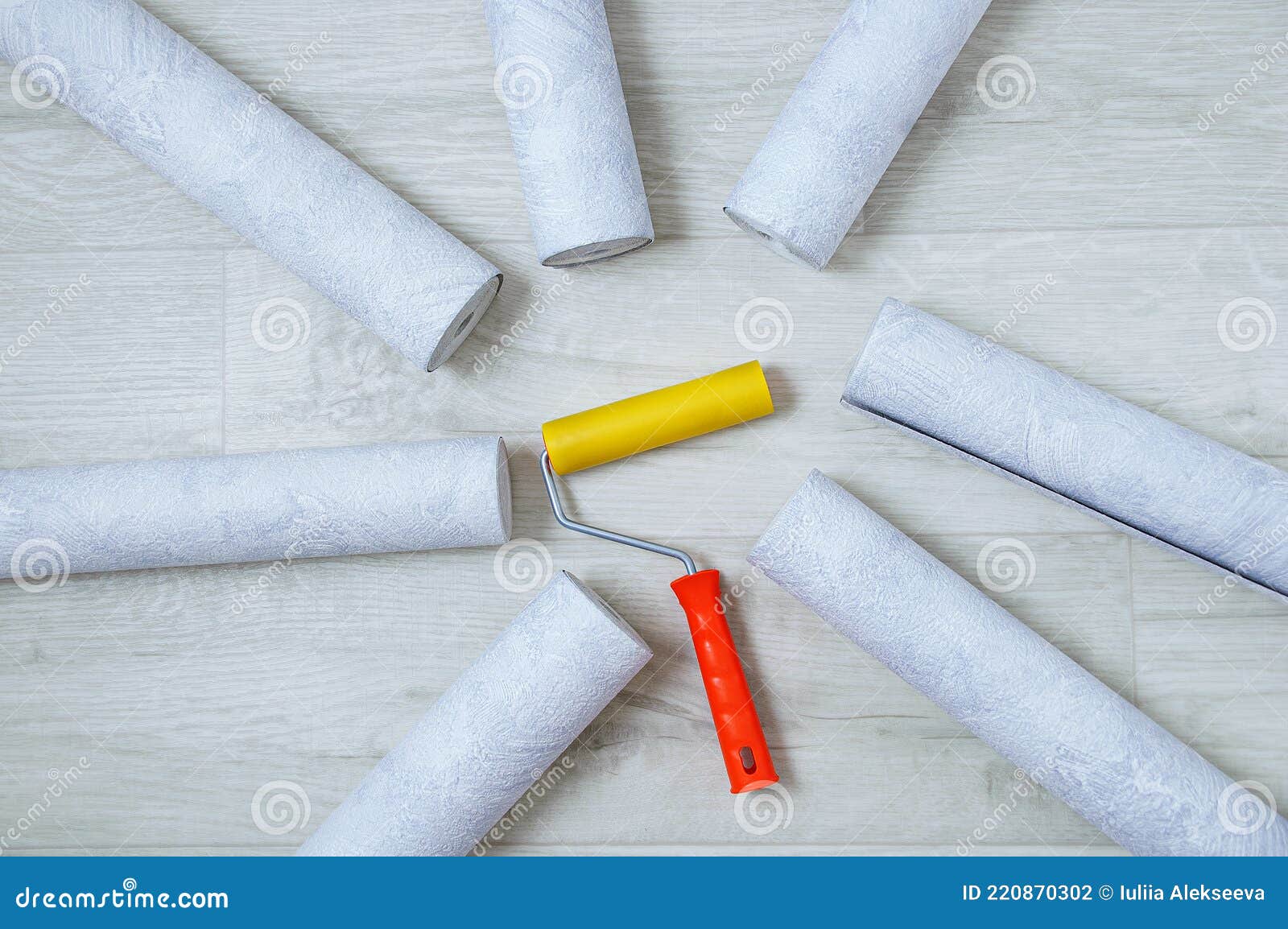 Gray Textured Wallpaper in Rolls Lying in the Shape of a Circle and ...