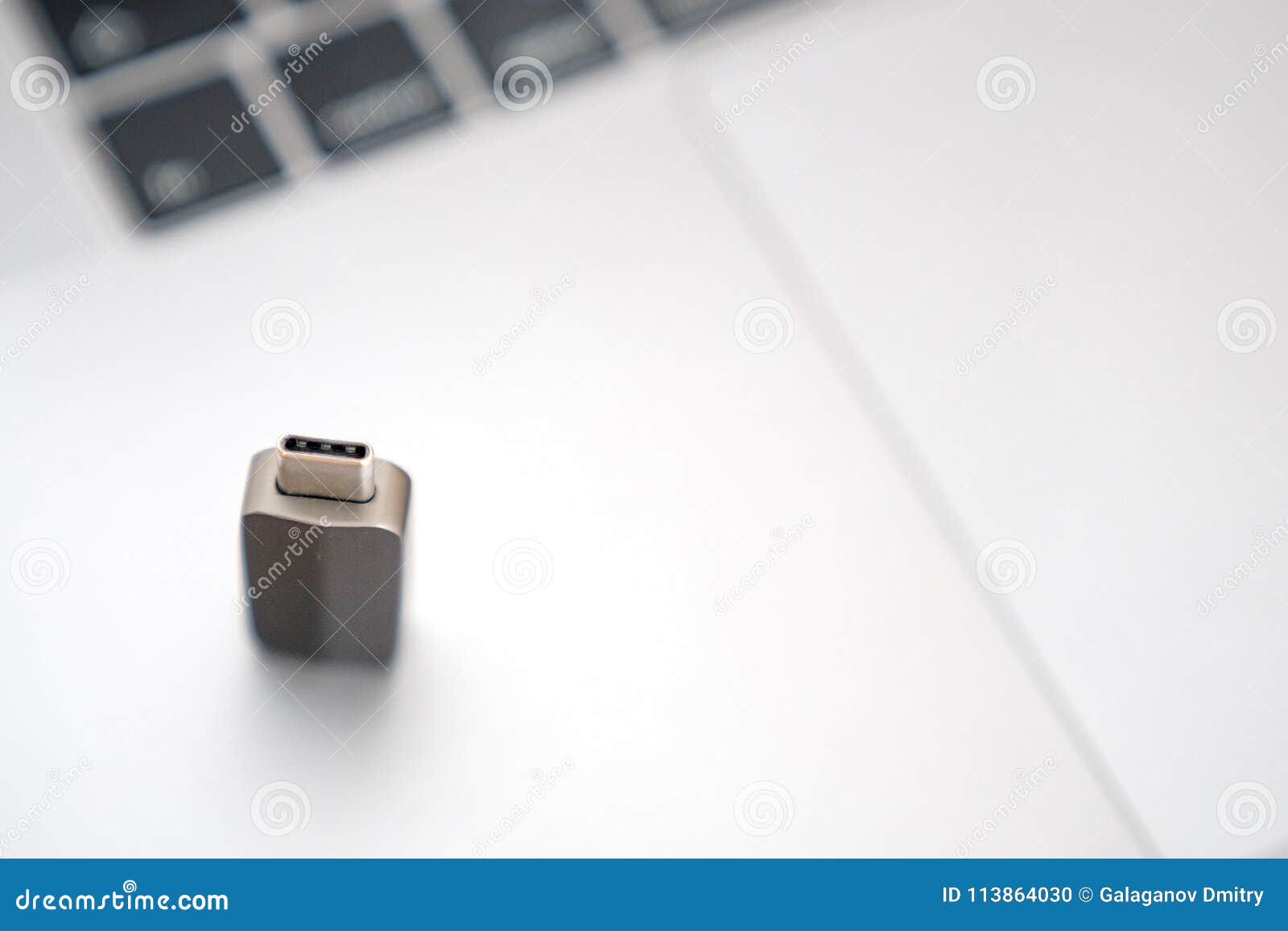 Gray Thunderbolt Adapter on the Gray Keyboard. Stock Photo - Image of ...