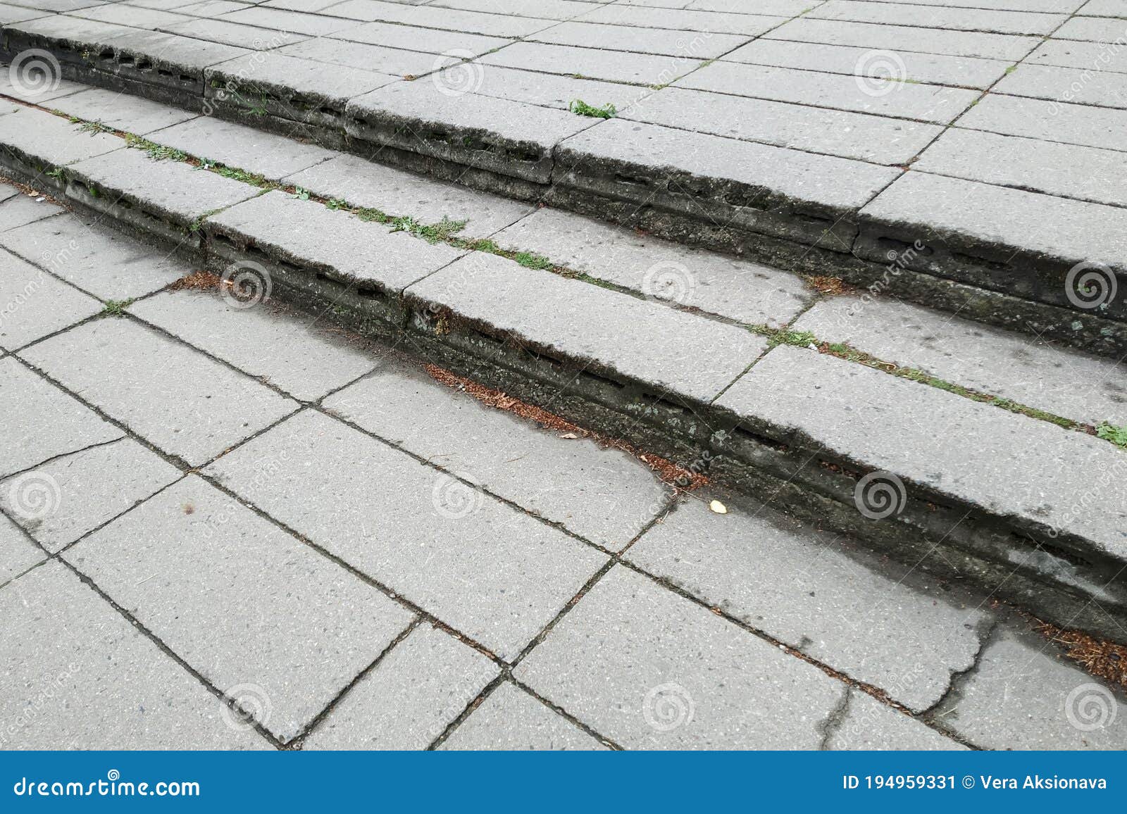 Gray Tile Steps on the Sidewalk Closeup Stock Image - Image of rock ...