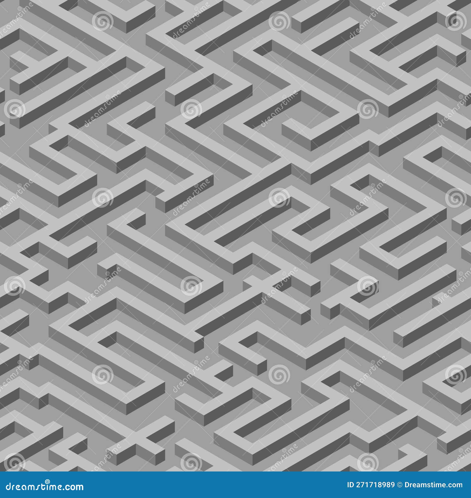 Gray Tone Isometric Maze, Seamless Pattern Stock Illustration ...