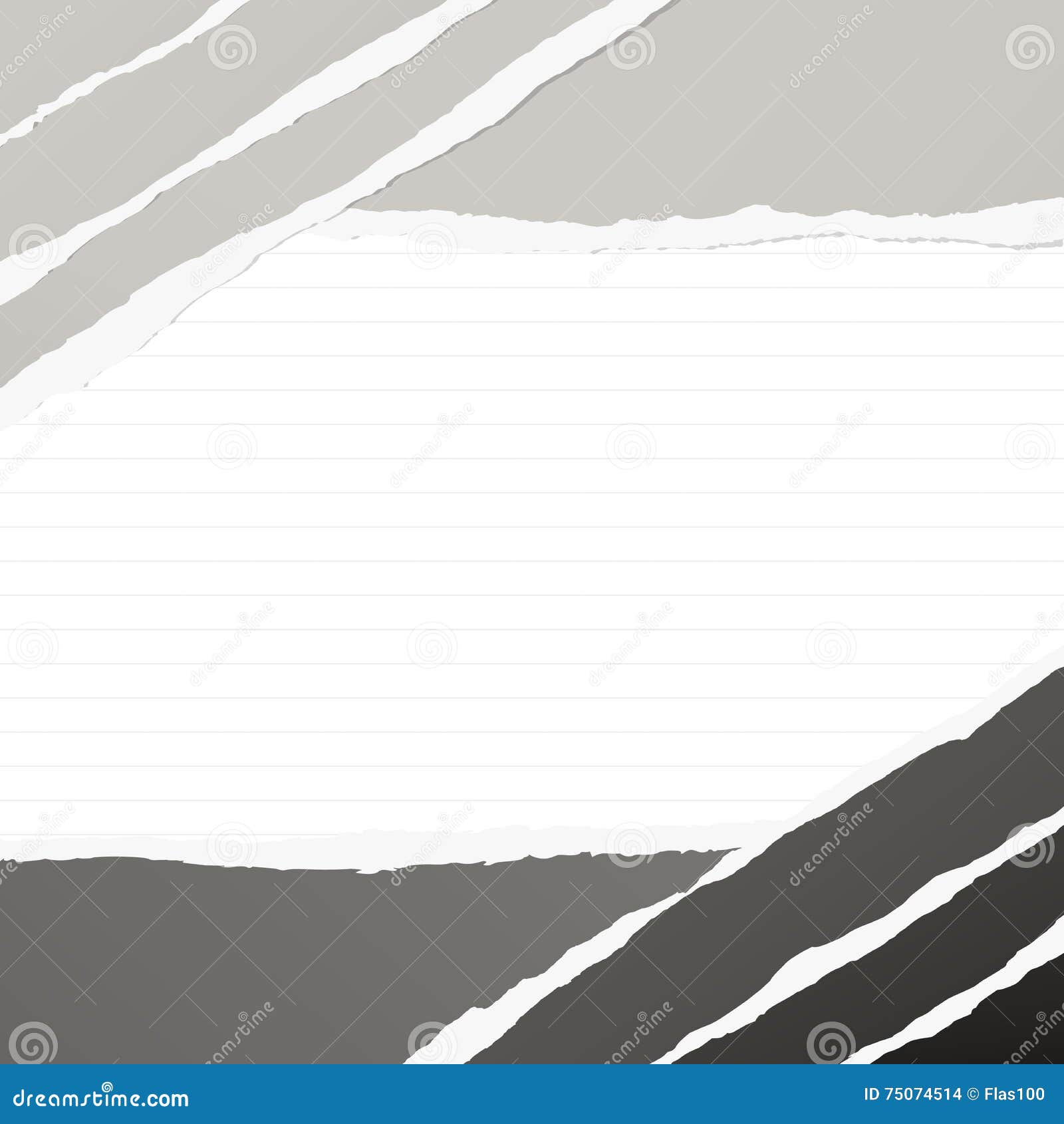 Gray Torn Paper Pieces Are Stuck On Lined Background Vector ...
