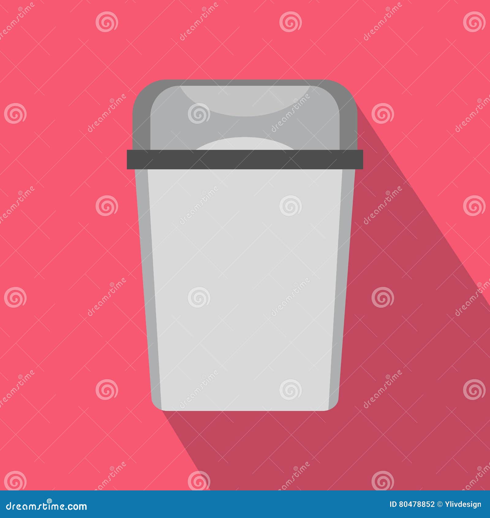 Gray Trash Can Icon, Flat Style Stock Vector - Illustration of basket ...